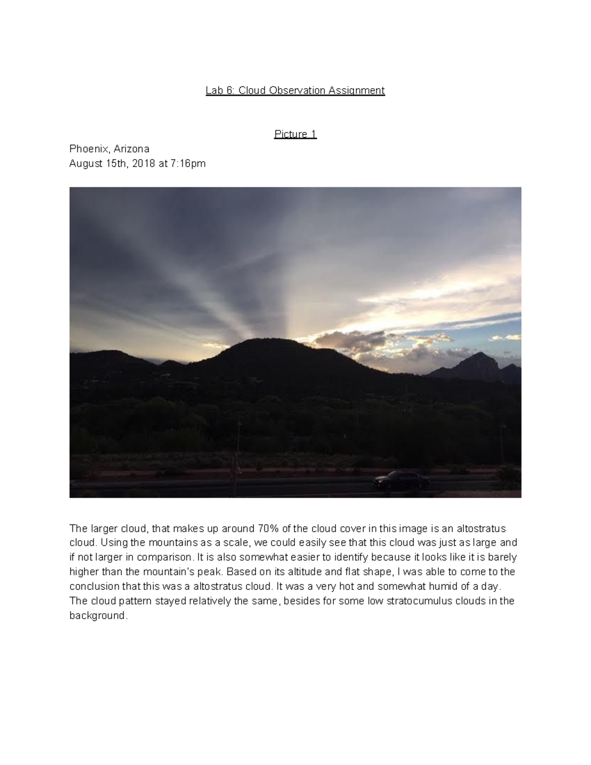 Cloud Observation Assignment - Studocu