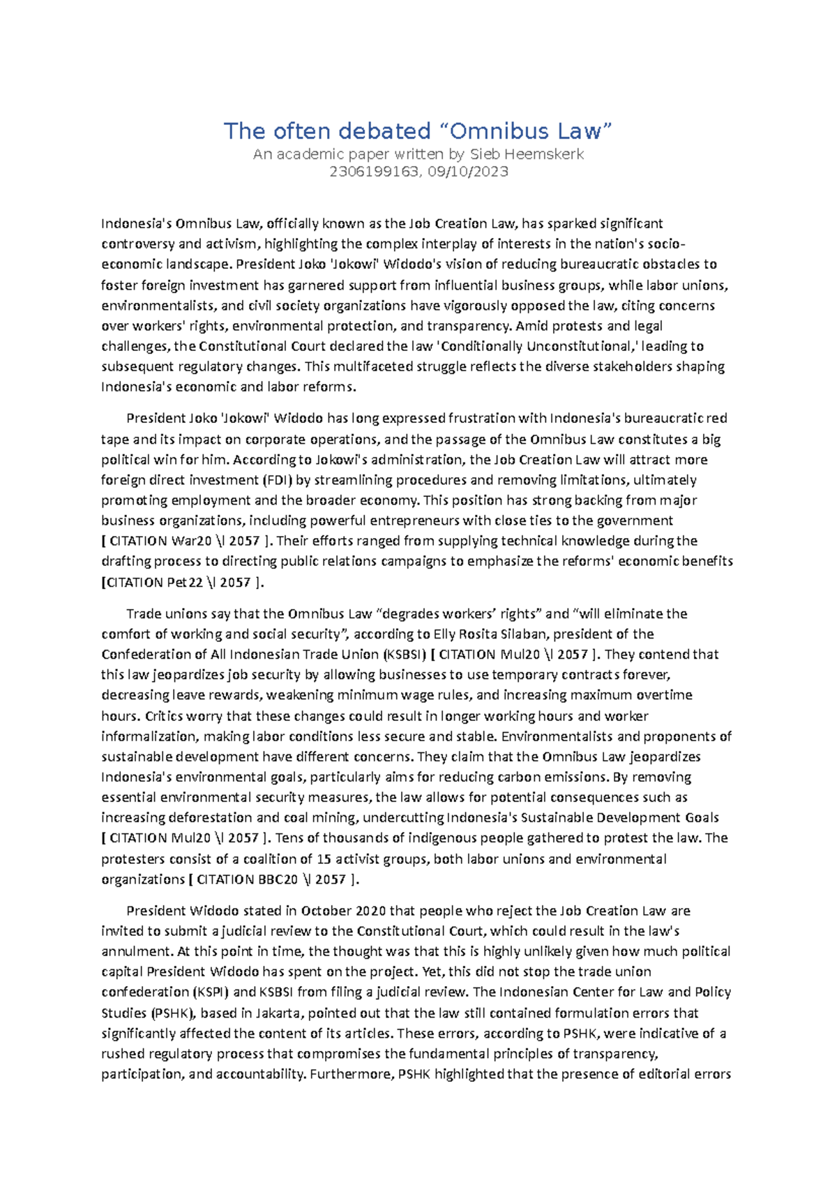 The much debated - bad stipulated law - The often debated “Omnibus Law ...