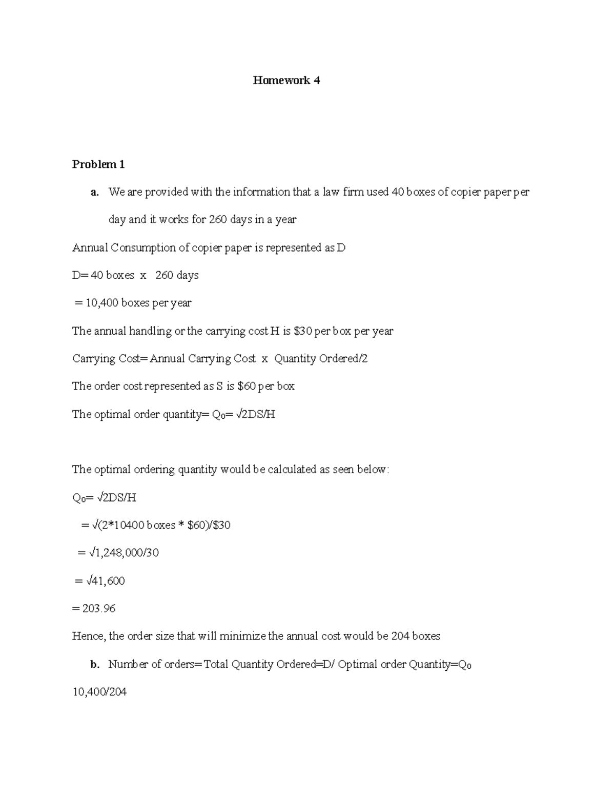 HW 4 - Step by step guide for Assignment 4 - Homework 4 Problem 1 a. We ...