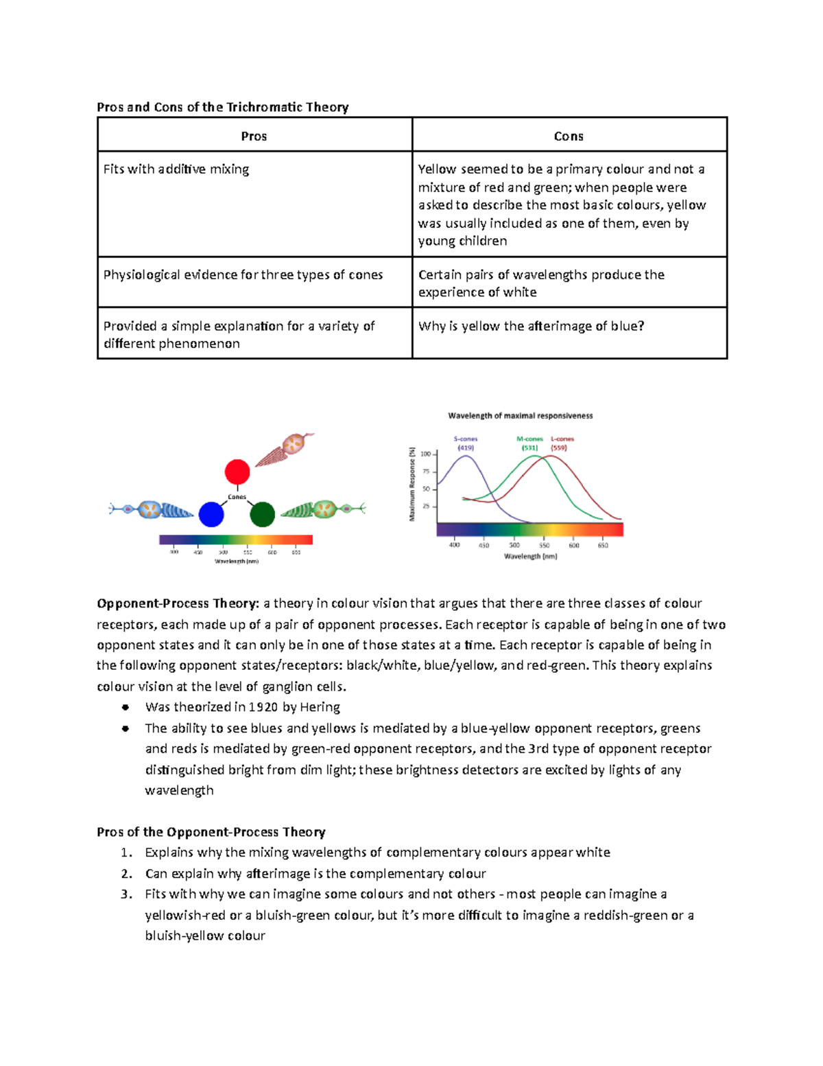 Colour Perception notes psych module - Pros and Cons of the Trichromac ...