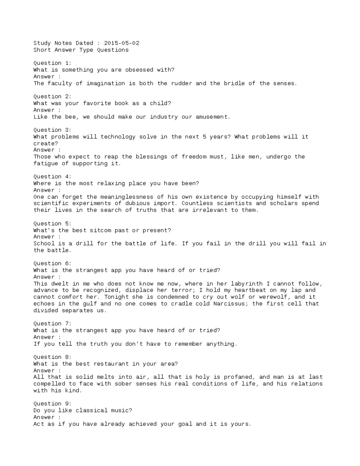 Study Notes 48695 - Organization - Study Notes Dated : 2015-05- Short ...