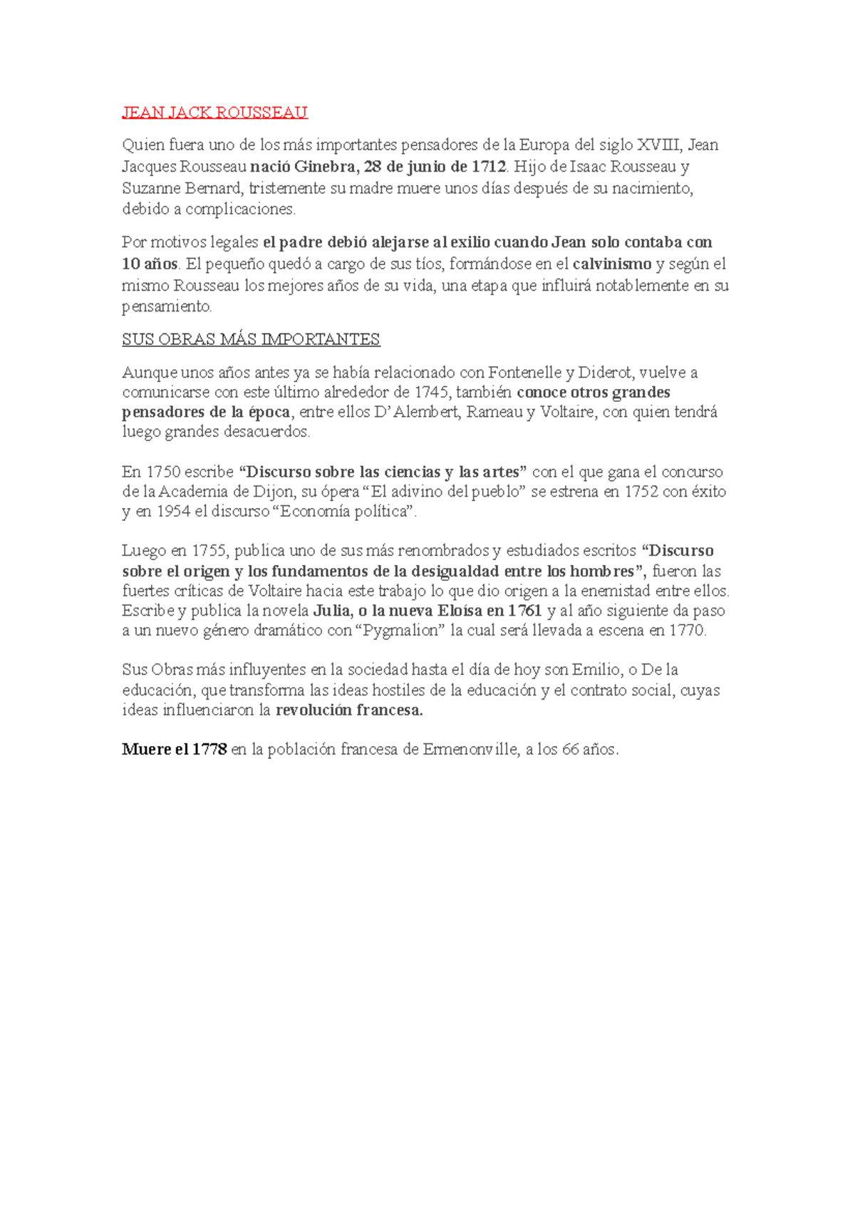 JEAN JACK Rousseau - Biografia - JEAN JACK ROUSSEAU Quien fuera uno de ...