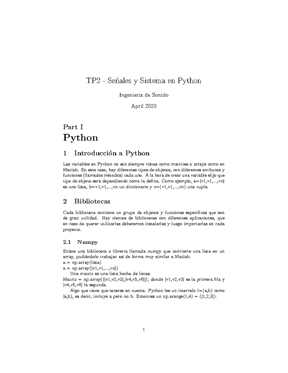 Práctica 1 Señales en Python - TP2 - Se ̃nales y Sistema en Python Ingenieria de Sonido April ...