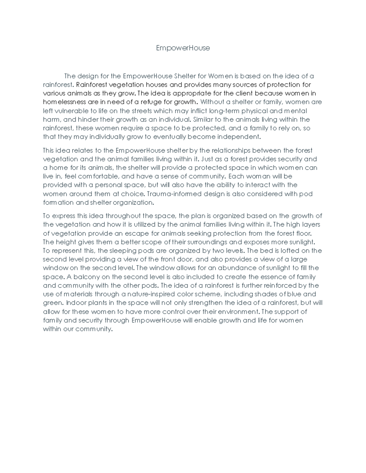 222 - Concept statement example. - EmpowerHouse The design for the ...