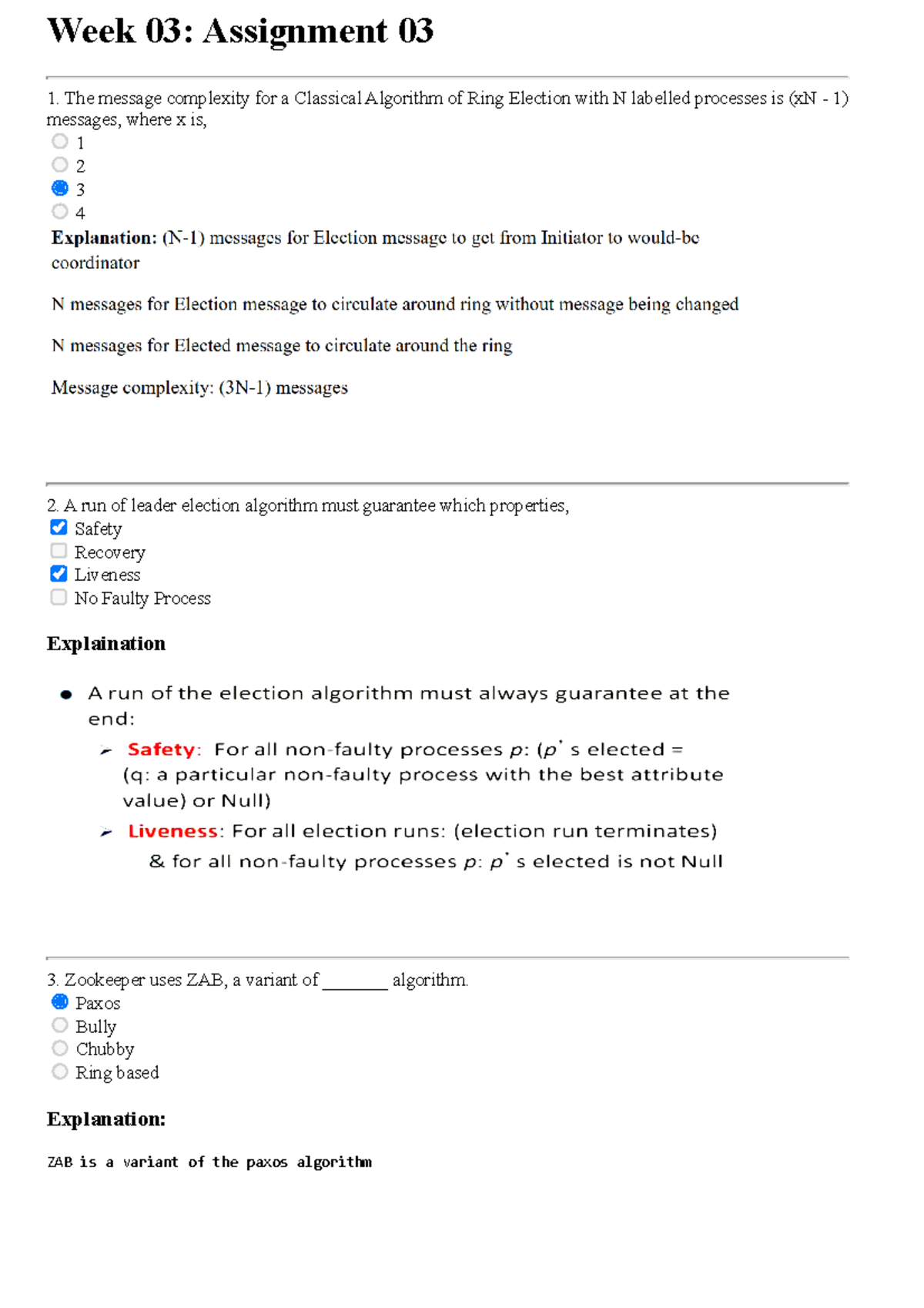 Assignment week 3 - Week 03: Assignment 03 1. The message complexity for a Classical Algorithm ...