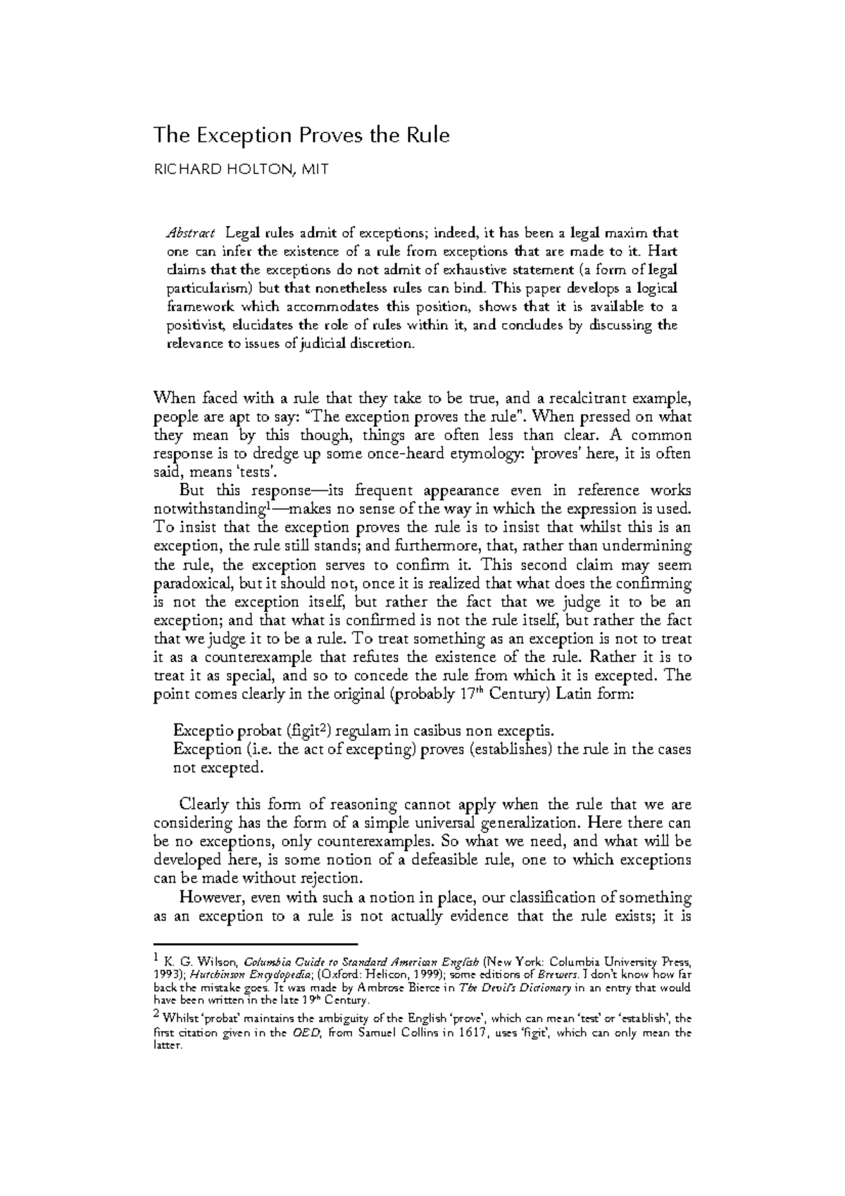 Holtep - Notes - The Exception Proves the Rule RICHARD HOLTON, MIT ...