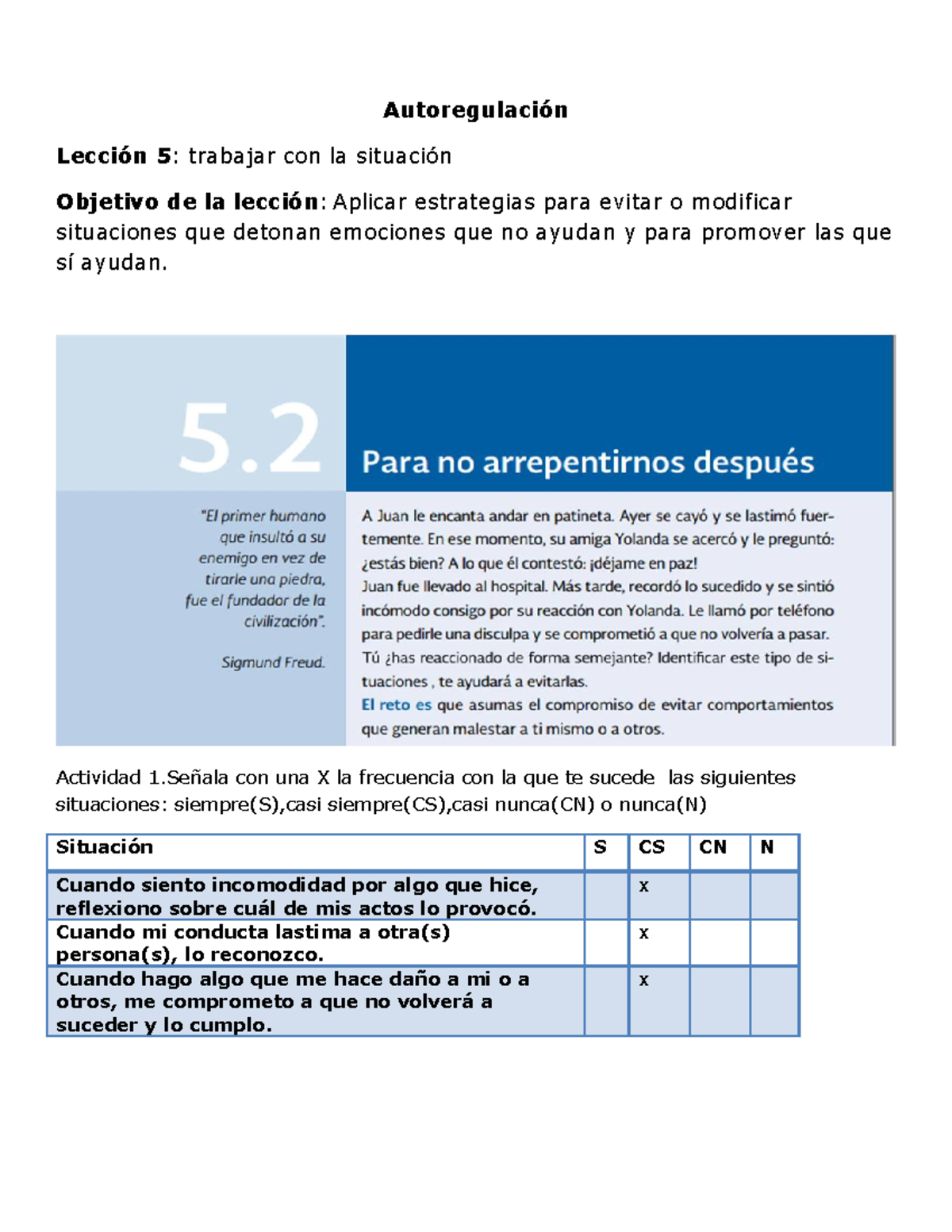 HSE5 - habilidades socioemocionales - Autoregulación Lección 5 ...