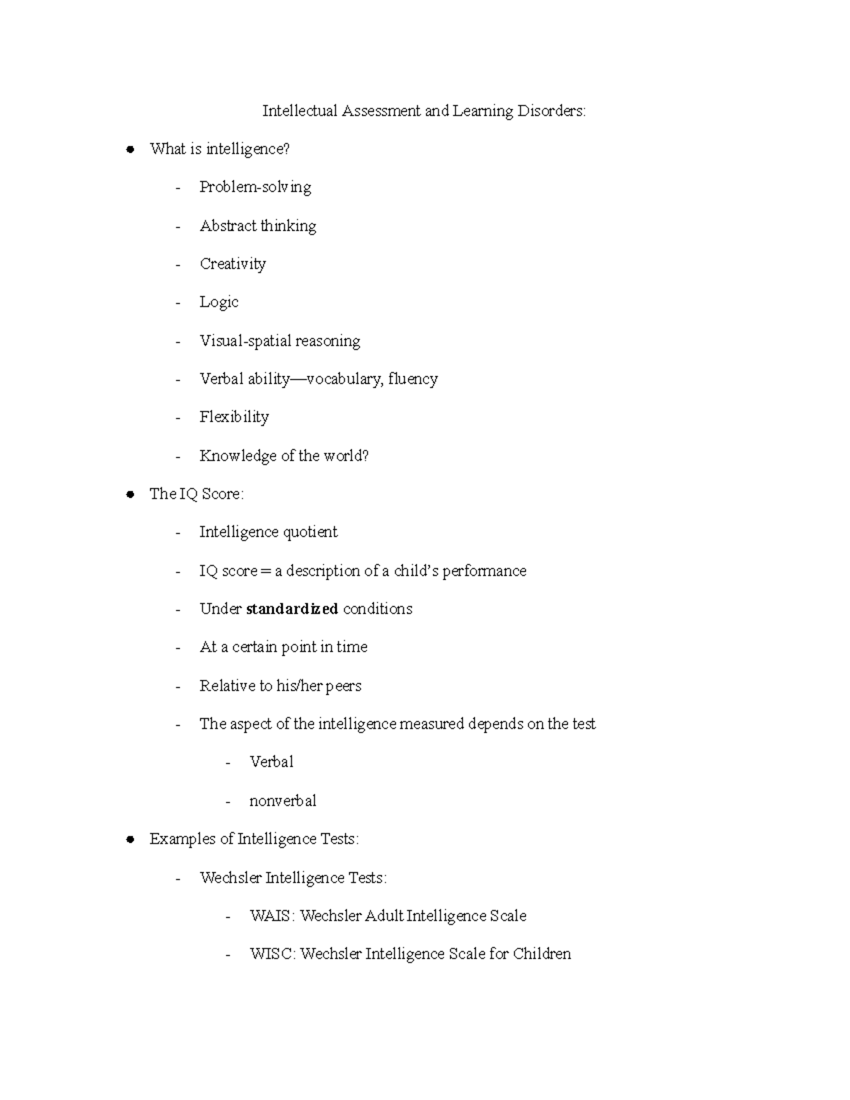 Intellectual Assessment and Learning Disorders - Difficulties learning ...