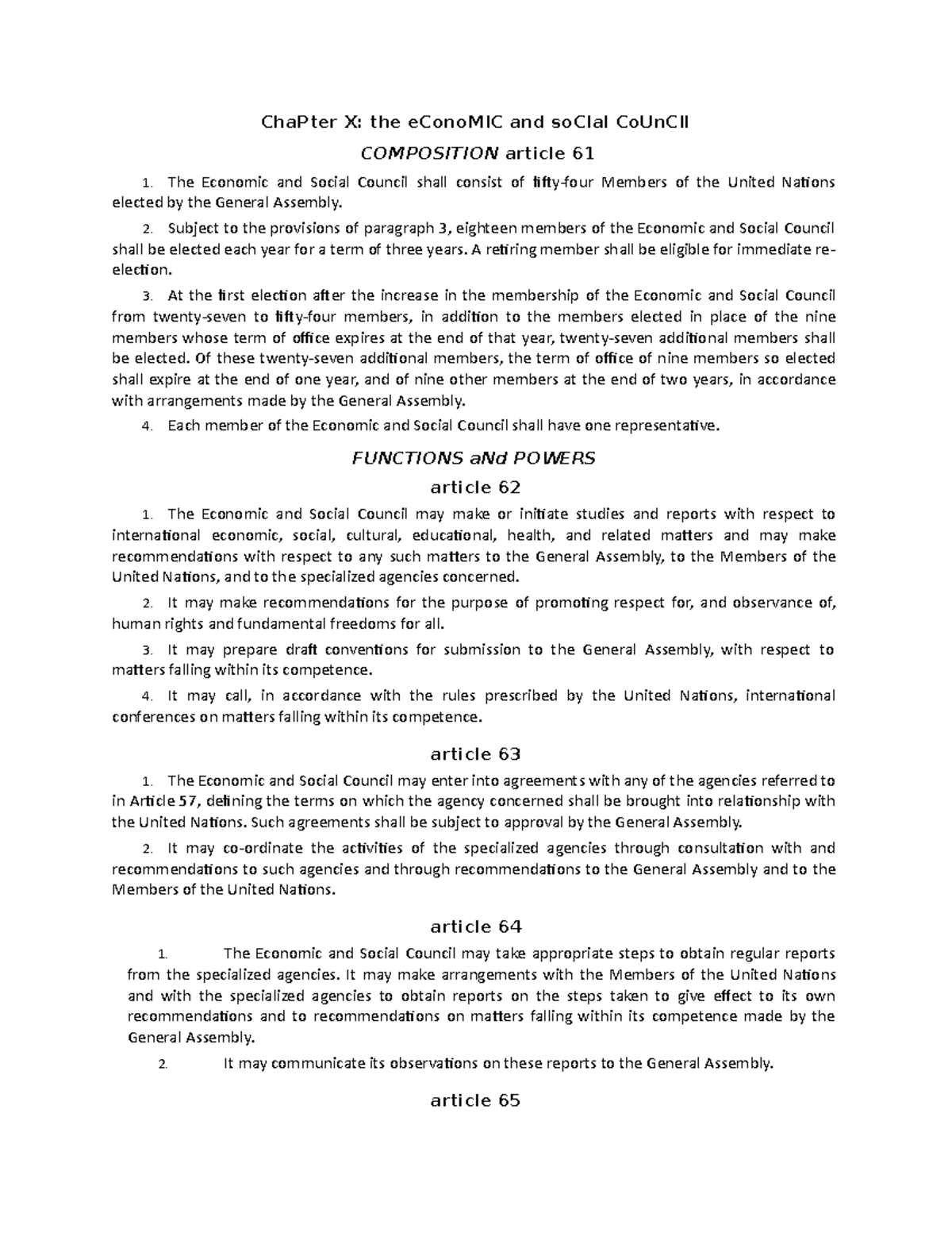 International law m4 - ChaPter X: the eConoMIC and soCIal CoUnCIl ...
