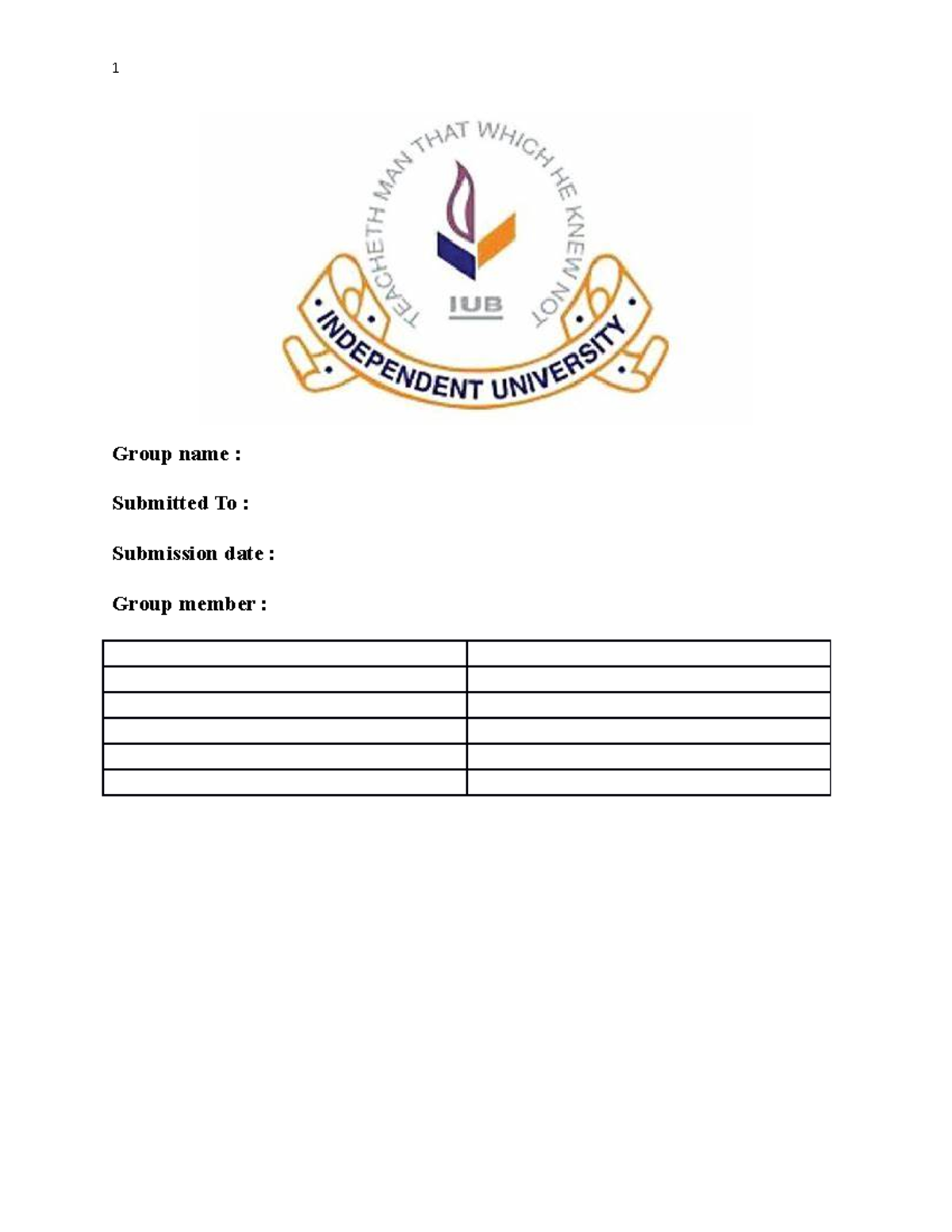 Business-09 - Group name : Submitted To : Submission date : Group ...