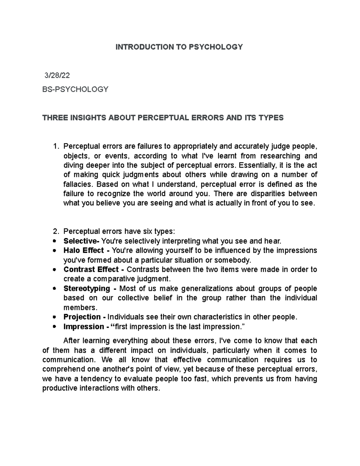 Intro TO Psych - Insight About Perceptual Errors AND ITS Types ...