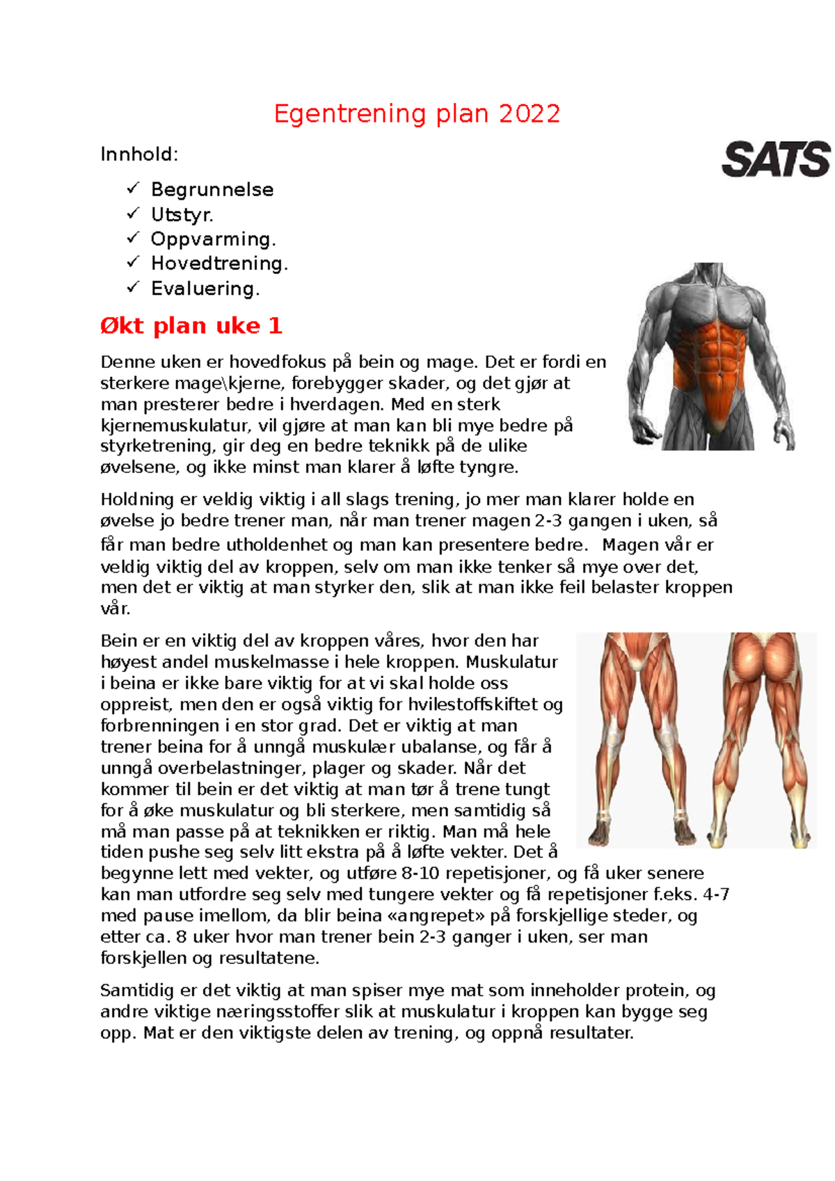 Egentrening 2022 - Egentrening plan 2022 Innhold: Begrunnelse Utstyr ...