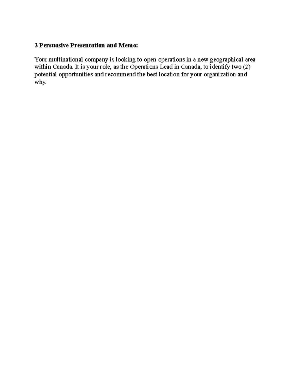 Persuasive Memorandum - 3 Persuasive Presentation and Memo: Your ...
