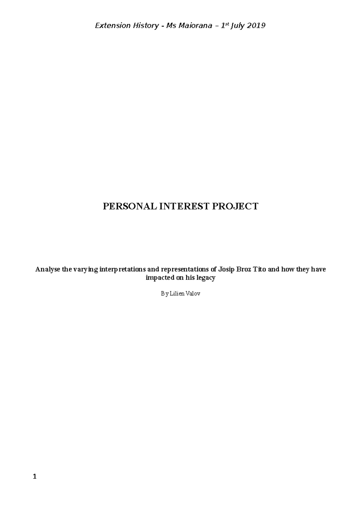 Personal Interest Project - PERSONAL INTEREST PROJECT Analyse the ...