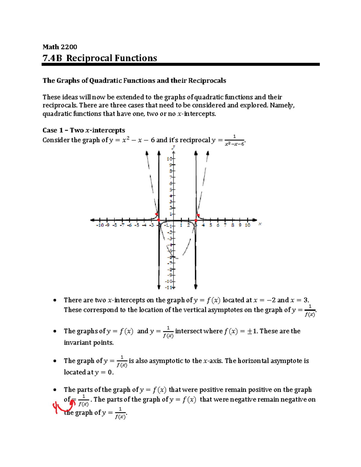 Math2200ch7 - Yea - Math 2200 7 Reciprocal Functions The Graphs of ...