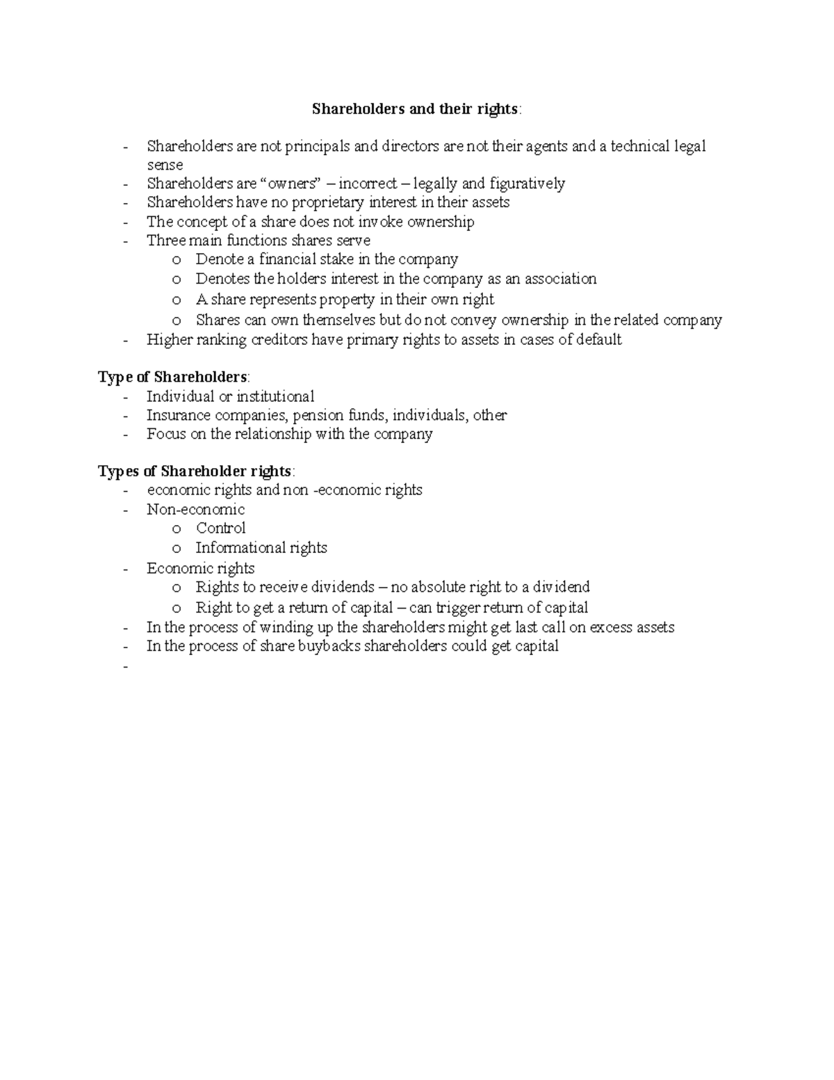 Shareholders and their rights - Shareholders and their rights ...
