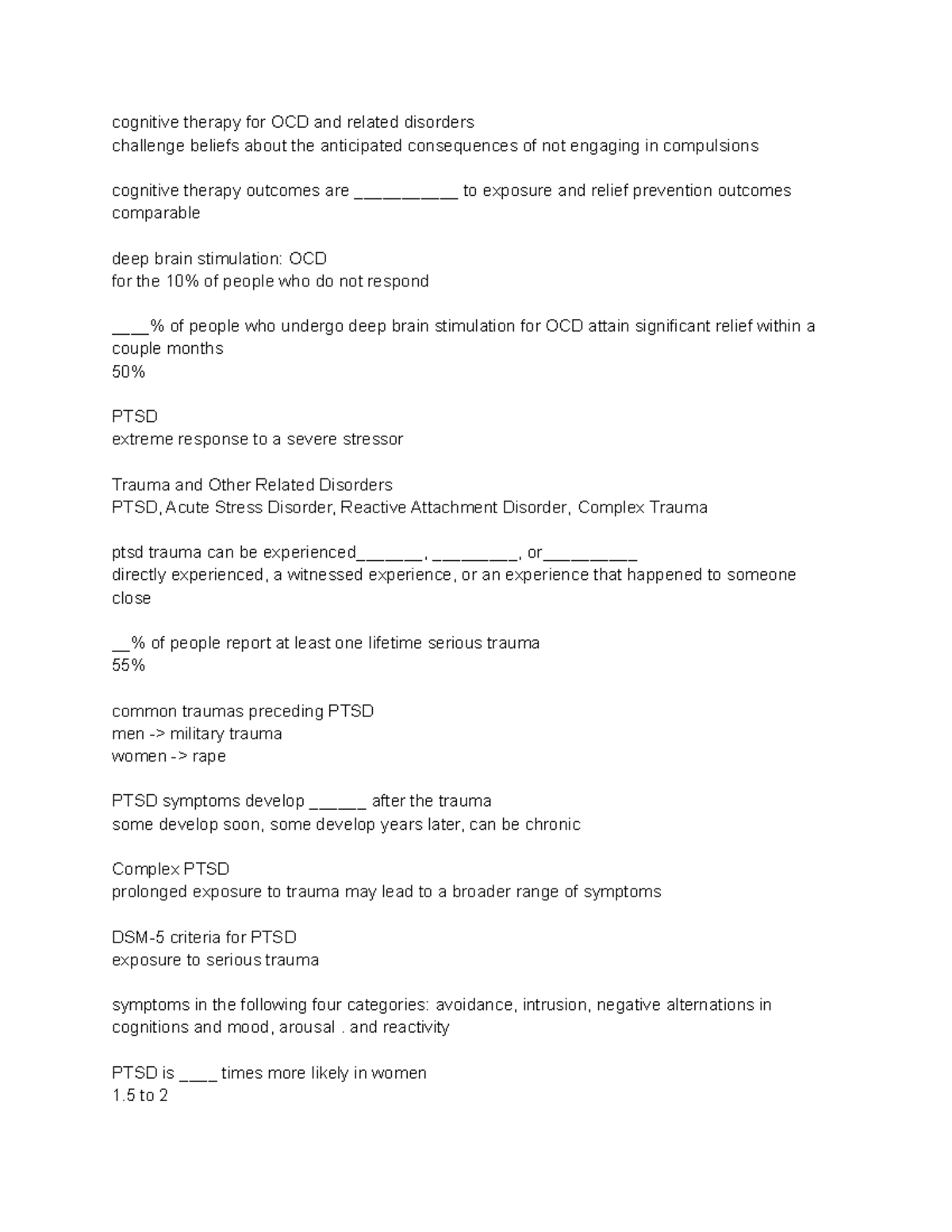 405 study guide 37 - Professor: Jeff Henriques - cognitive therapy for ...