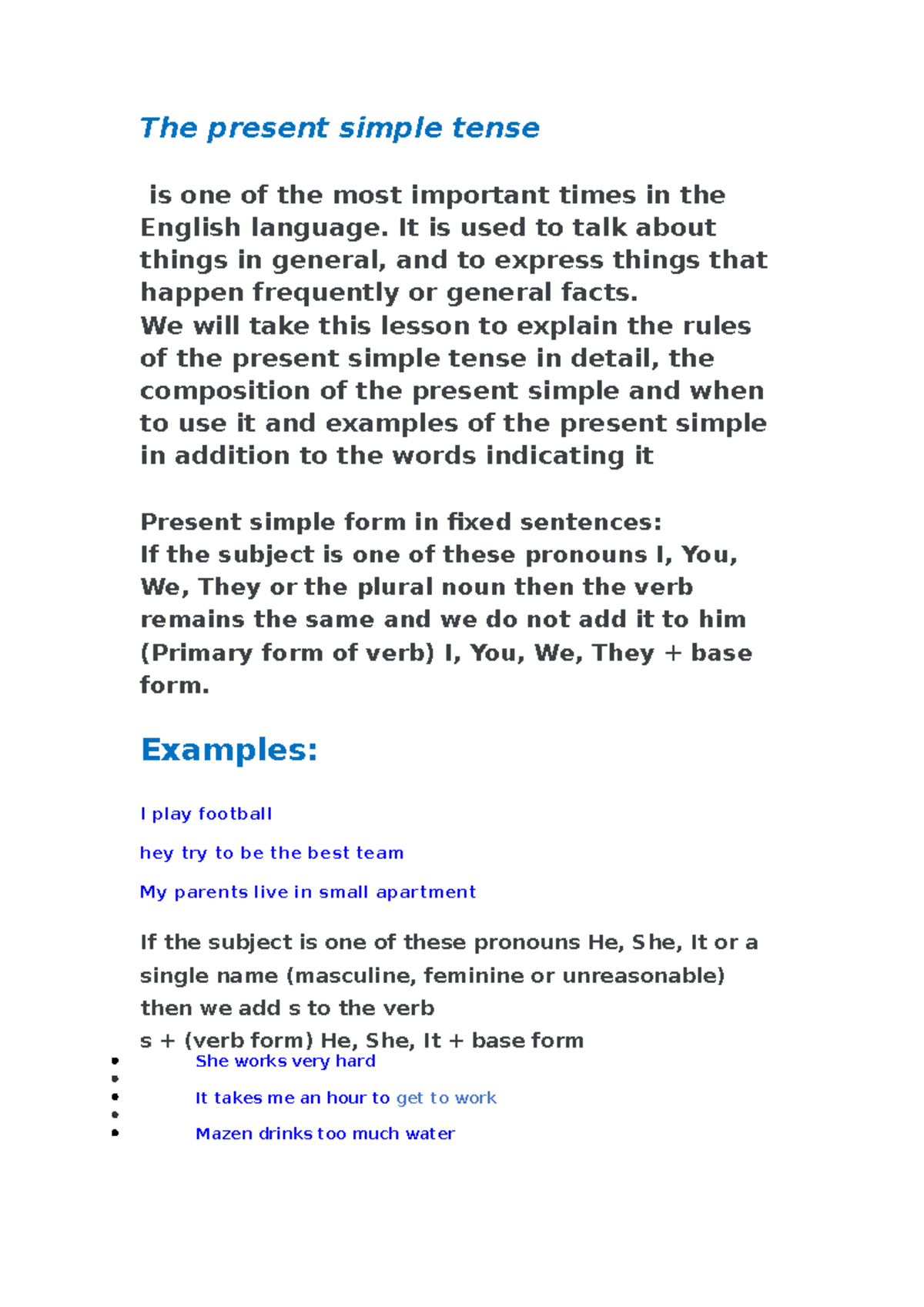Present Simple grammer - The present simple tense is one of the most ...