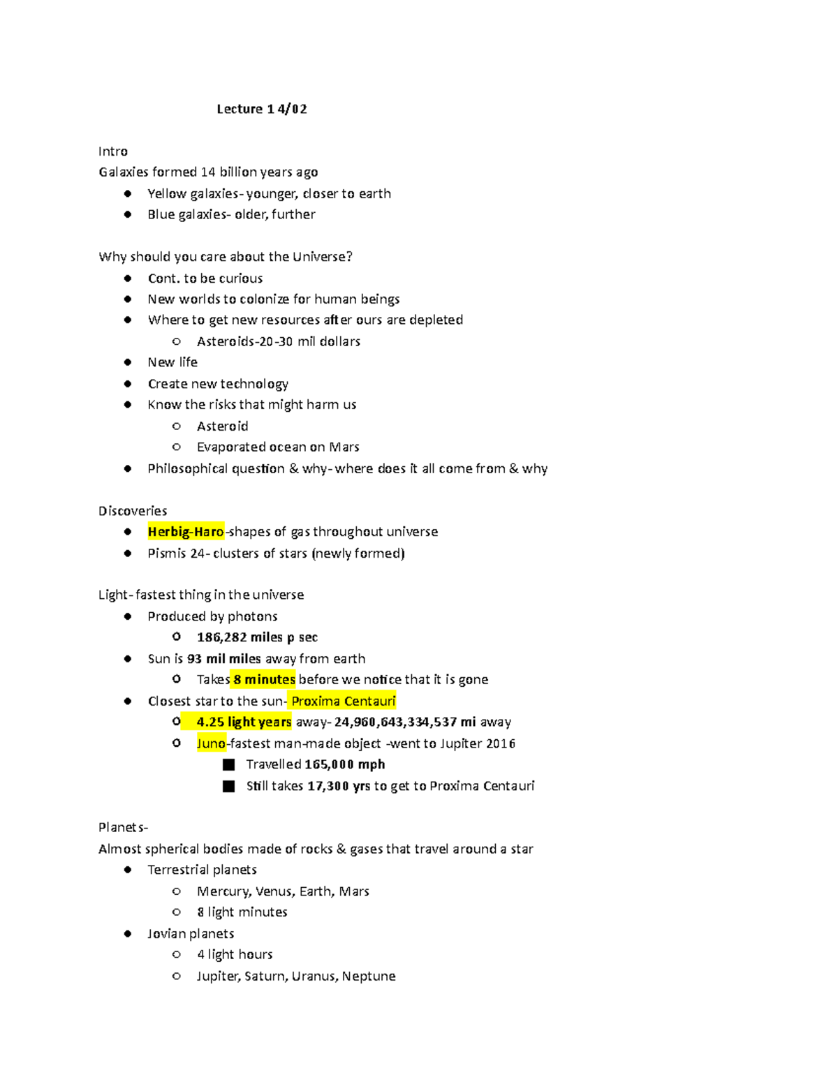 Session 1 Intro- The life of stars, solar system - Lecture 1 4/02 Intro ...