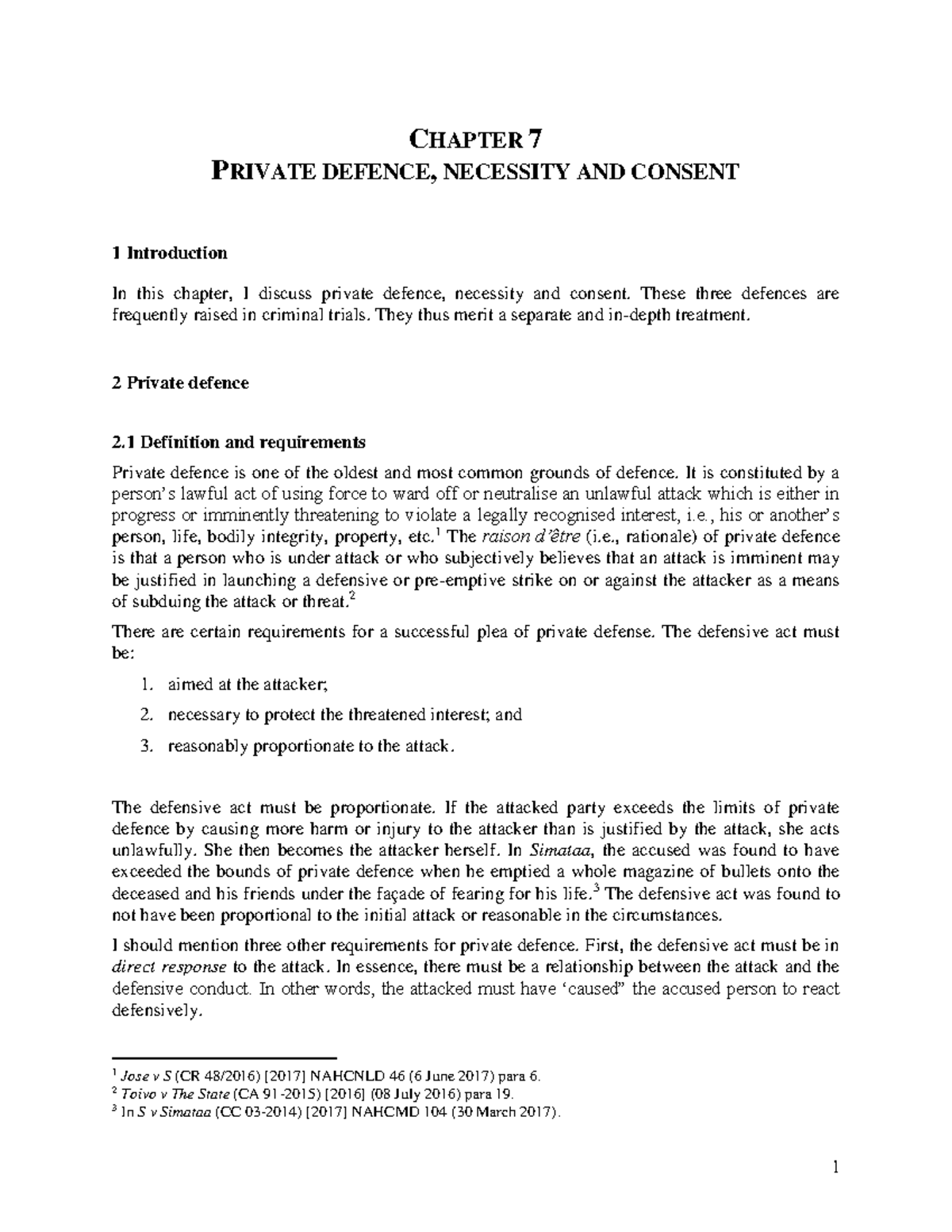 #7 Private defense, necessity, and consent - Criminal law - UNAM - Studocu