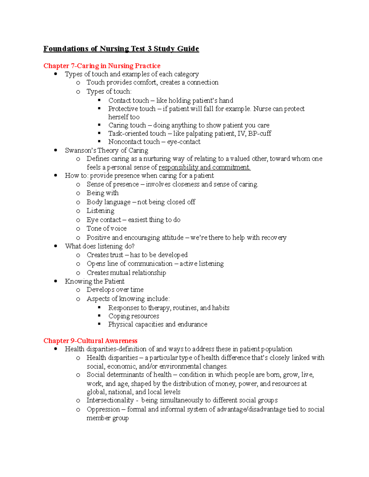 Funds Exam Study Guide - Foundations of Nursing Test 3 Study Guide ...