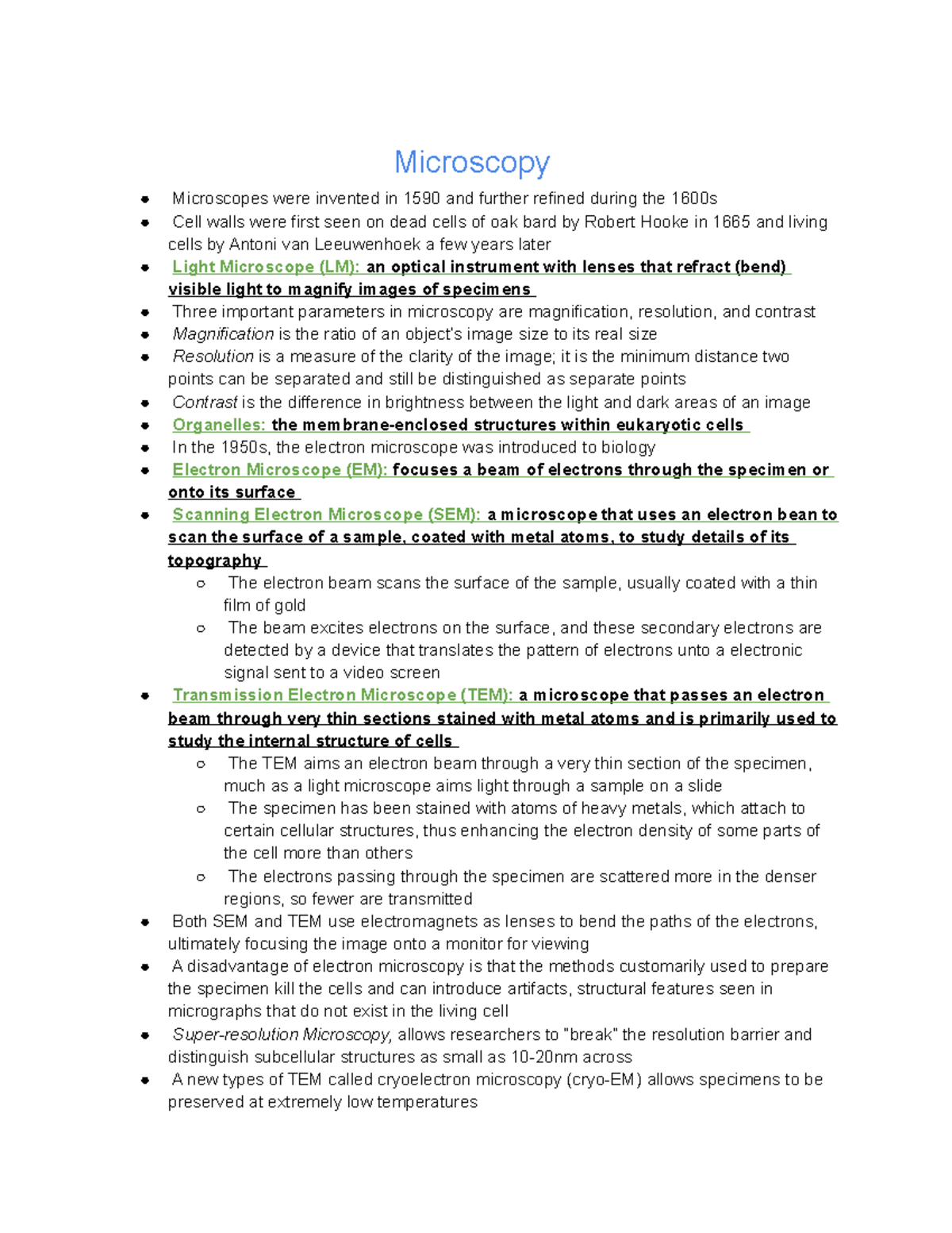 6.1 Biologists Microscopes and Biochemistry to Study Cells - Microscopy ...