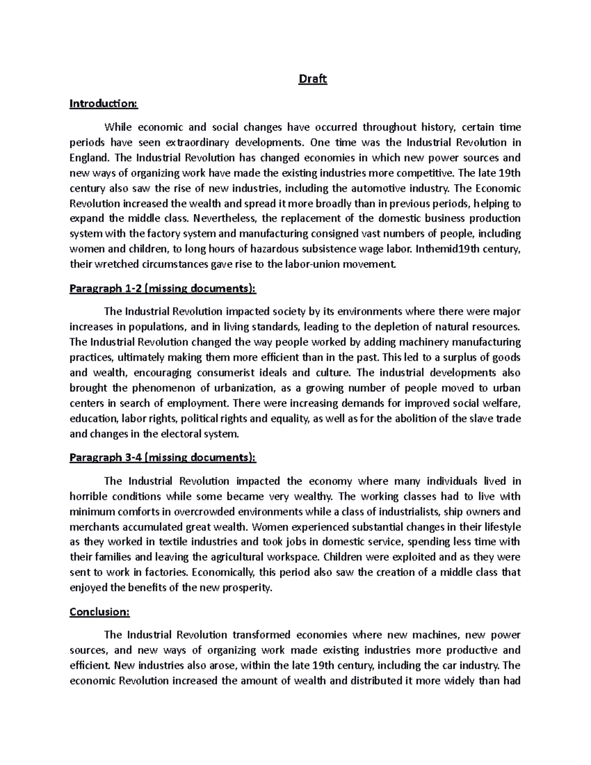 Essay Cosgrove Draft - notes - Draf Introduction: While economic and ...