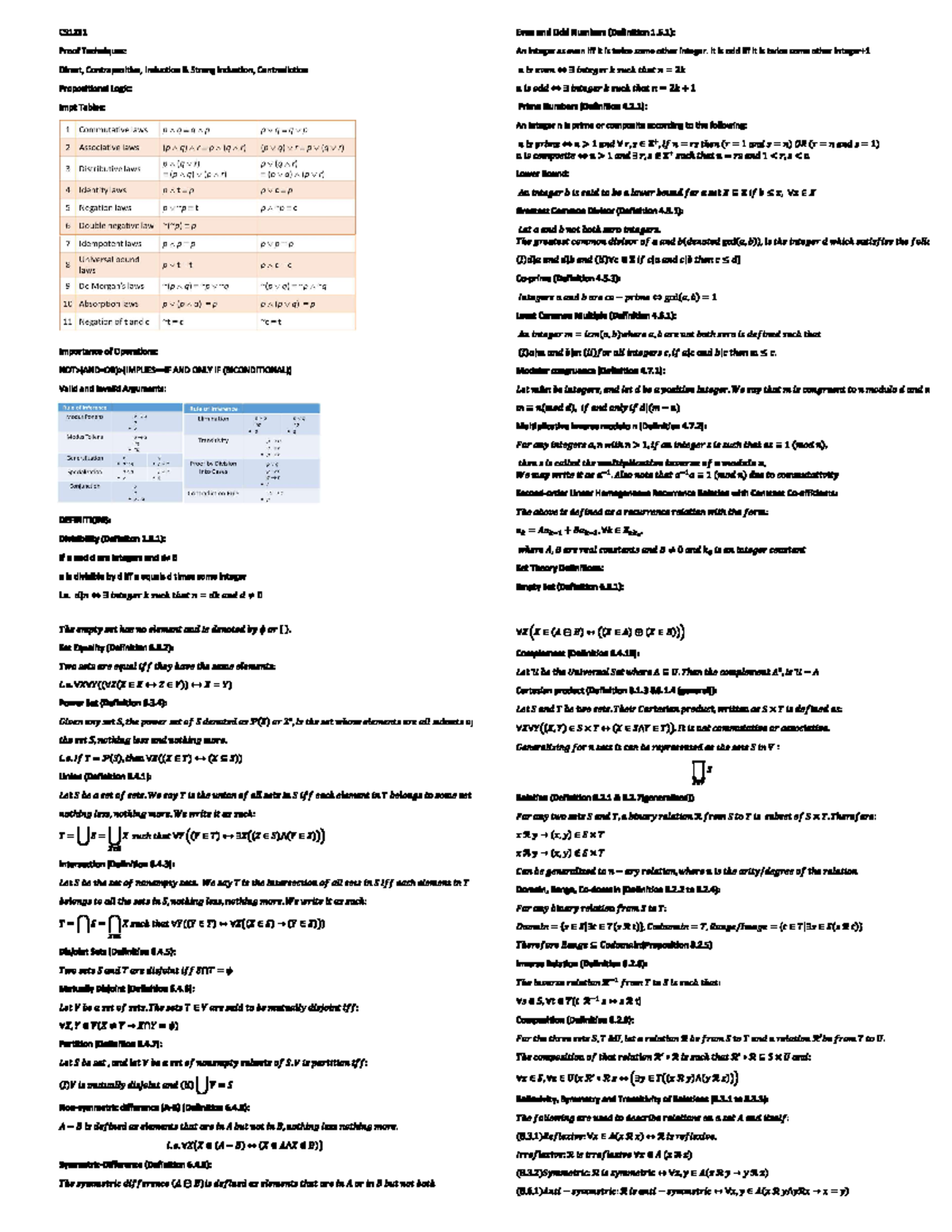 CS1231 S Final - Cheat - CS1231 - Studocu