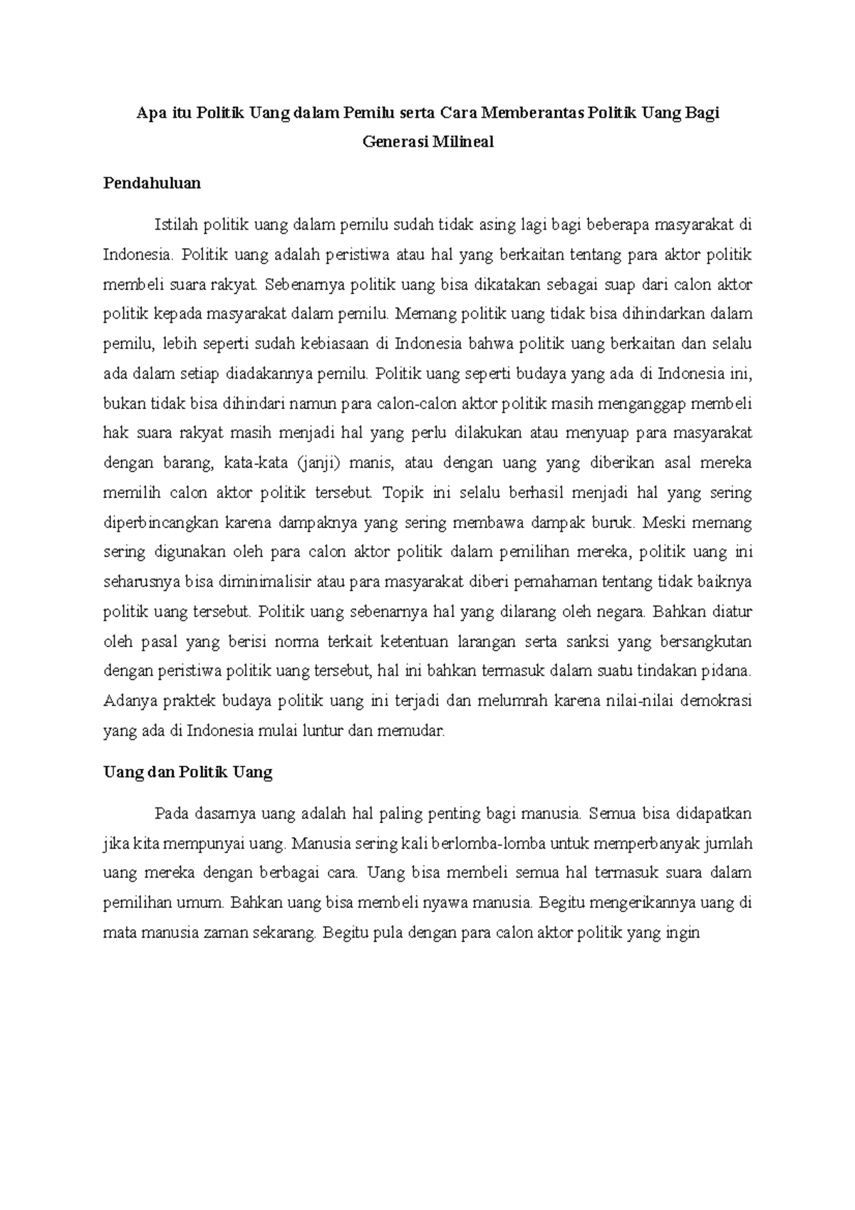 Apa itu Politik Uang dalam Pemilu serta Cara Memberantas Politik Uang ...