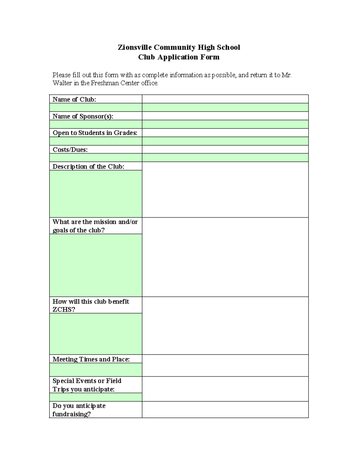 Club Application - i need premium now bye. - Zionsville Community High ...