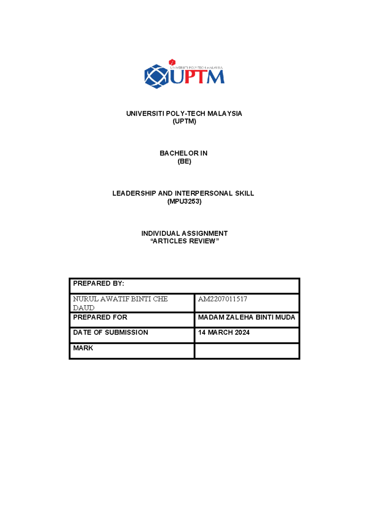 Article Review - Summary Material Science - UNIVERSITI POLY-TECH ...