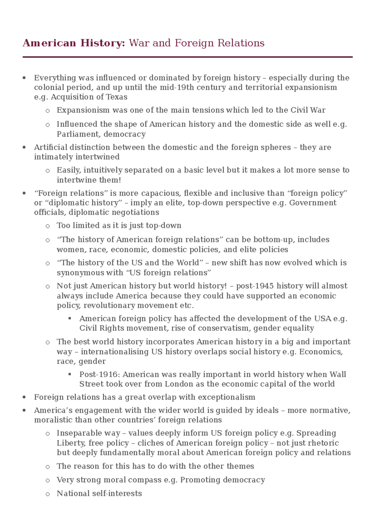 War and Foreign Relations - American History: War and Foreign Relations ...