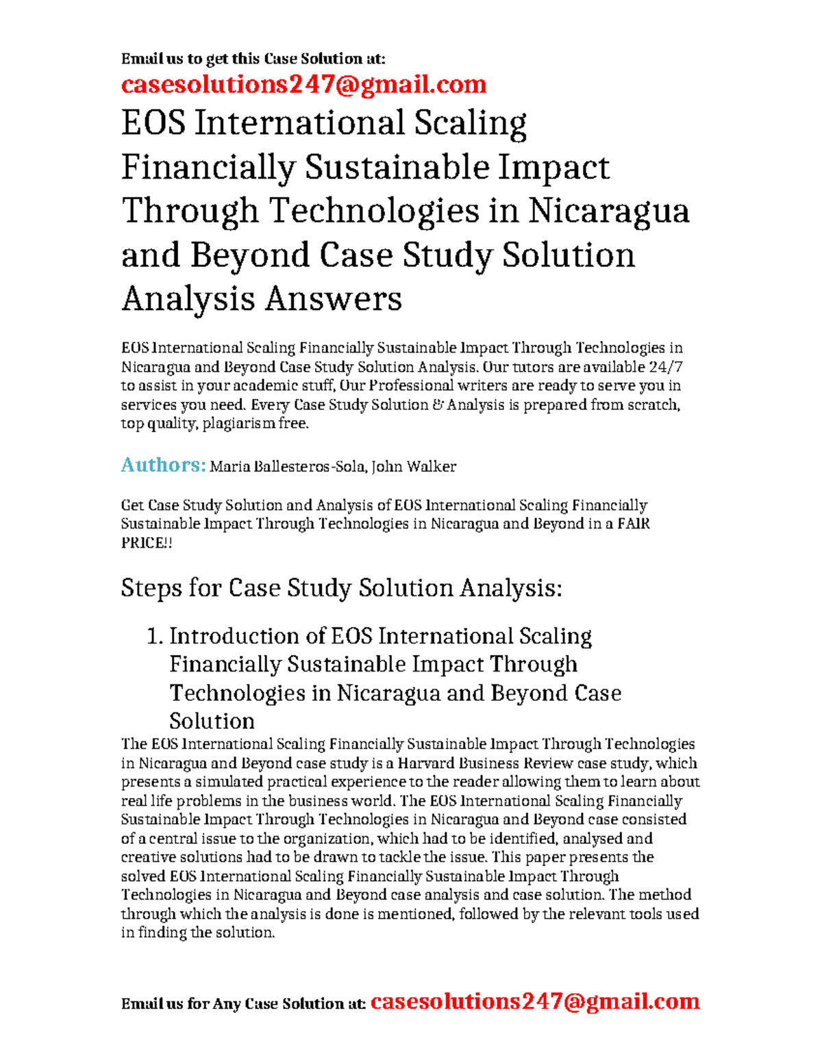 Case Solution EOS International Scaling Financially Sustainable Impact ...