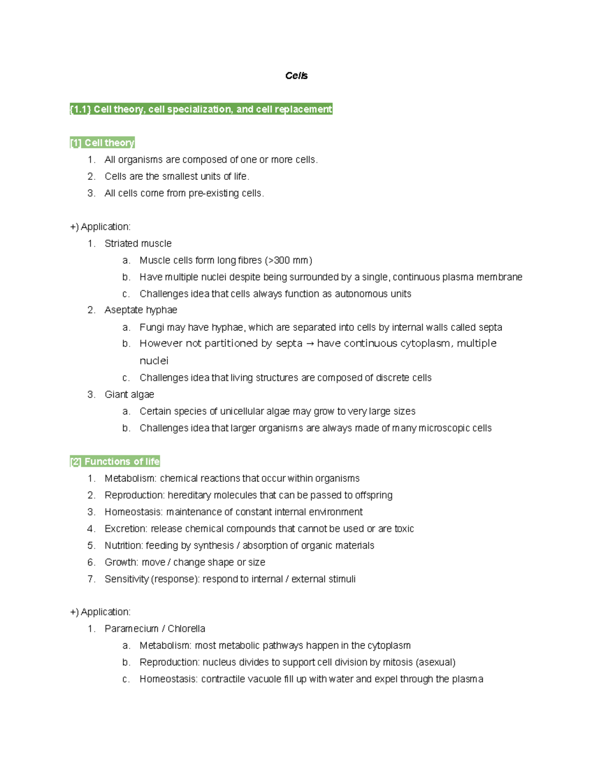 Biology Unit 1. Cells - Spring 2022 - Cells {1} Cell theory, cell ...