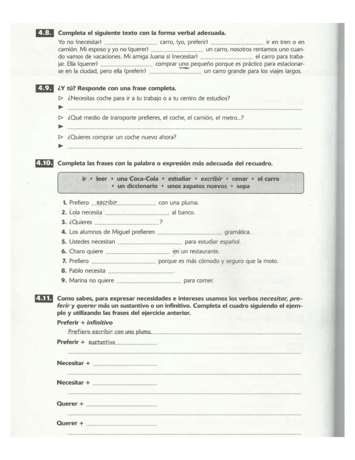 4 - Ejercicios de repaso para español como segunda lengua - Gramática ...