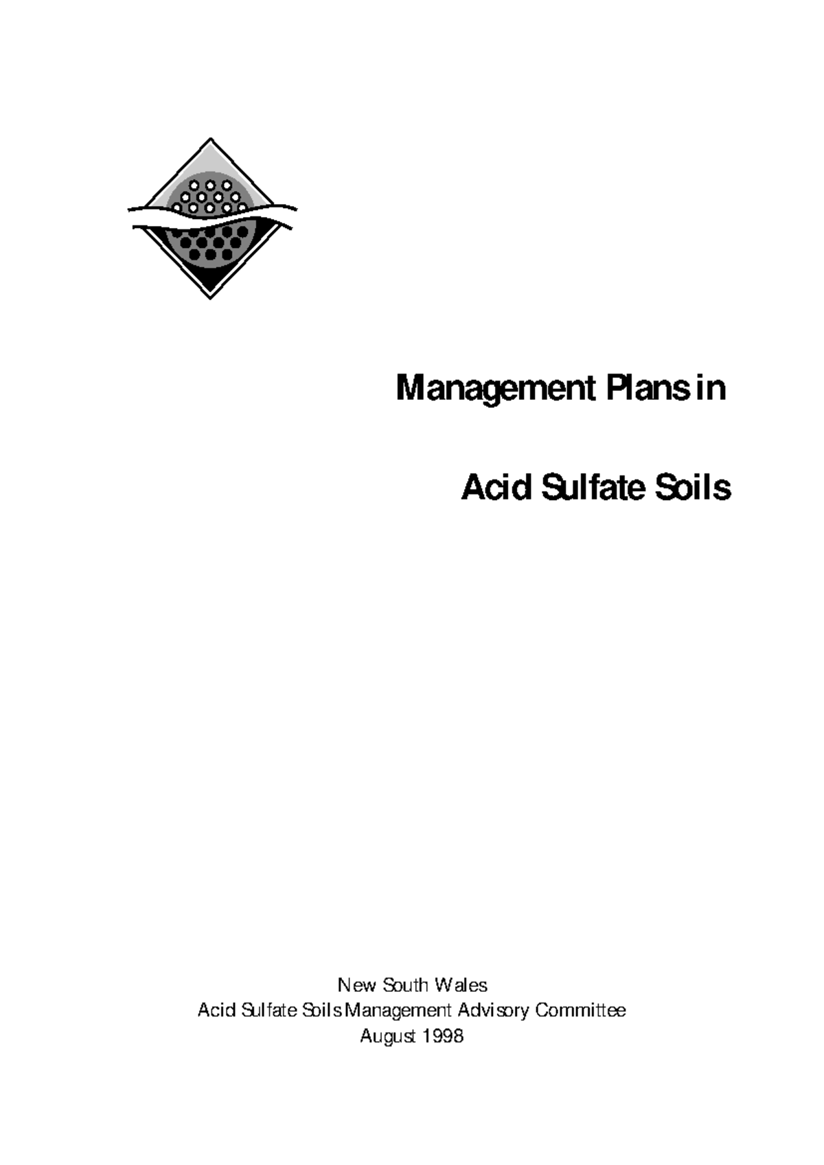 ASSManual Management Plans - Management Plans in Acid Sulfate Soils New ...