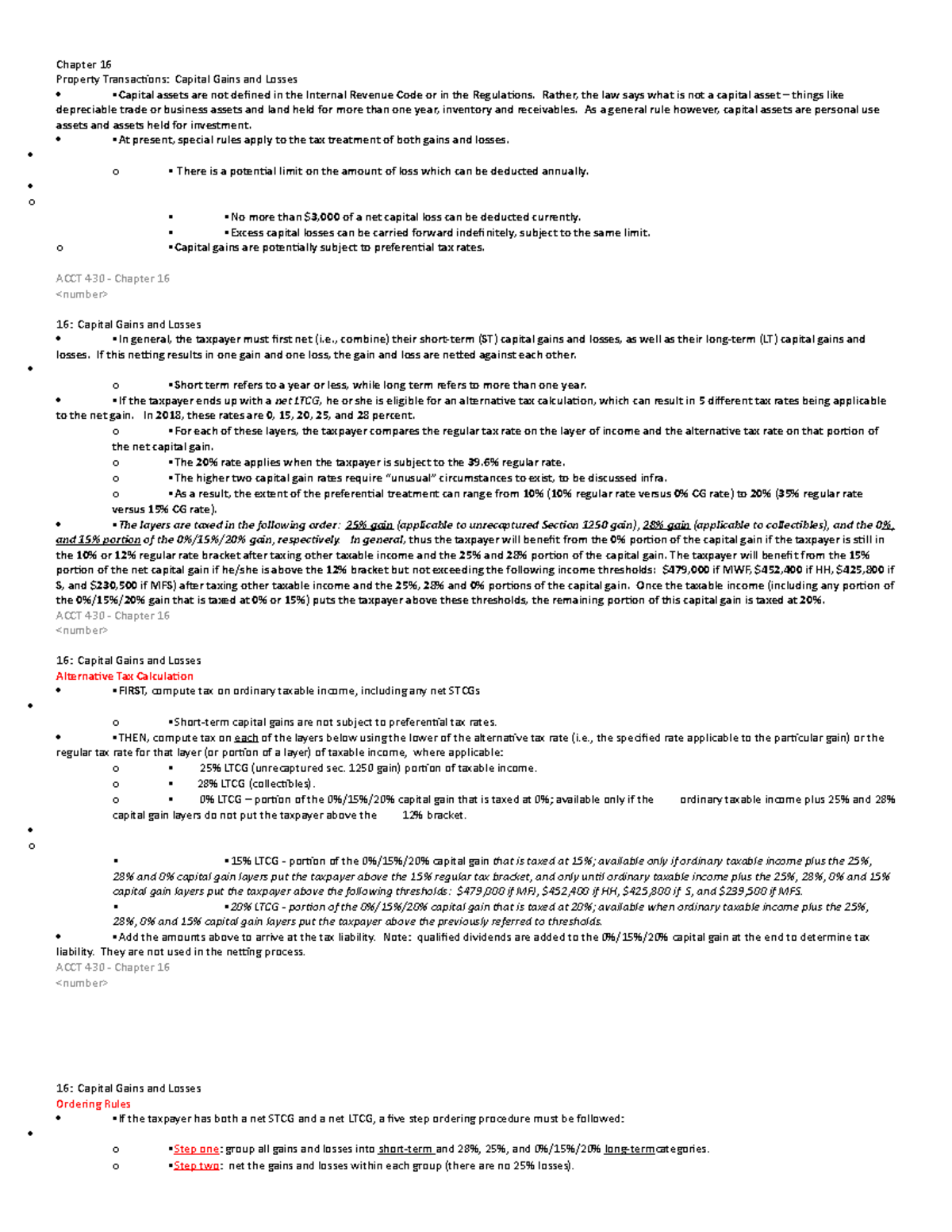 Chapter 16 quiz sheet - Chapter 16 Property Transactions: Capital Gains ...