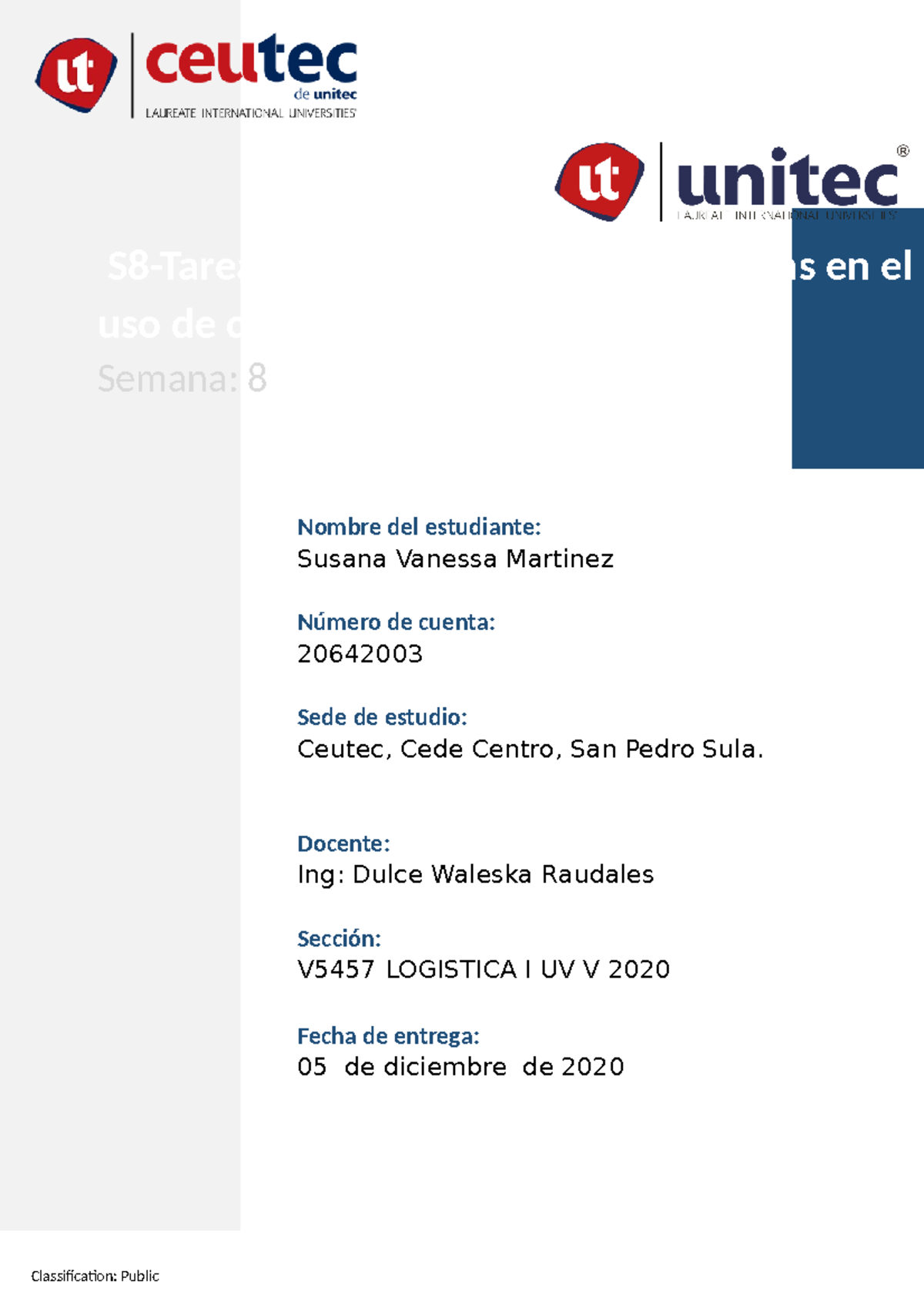 S8 Tarea 8 - nkhh - Nombre del estudiante: Susana Vanessa Martinez ...