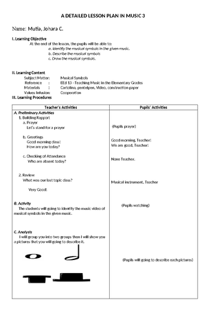 Muts - Good - A DETAILED LESSON PLAN IN ENGLISH 3 Name: Johara C. Mutia ...