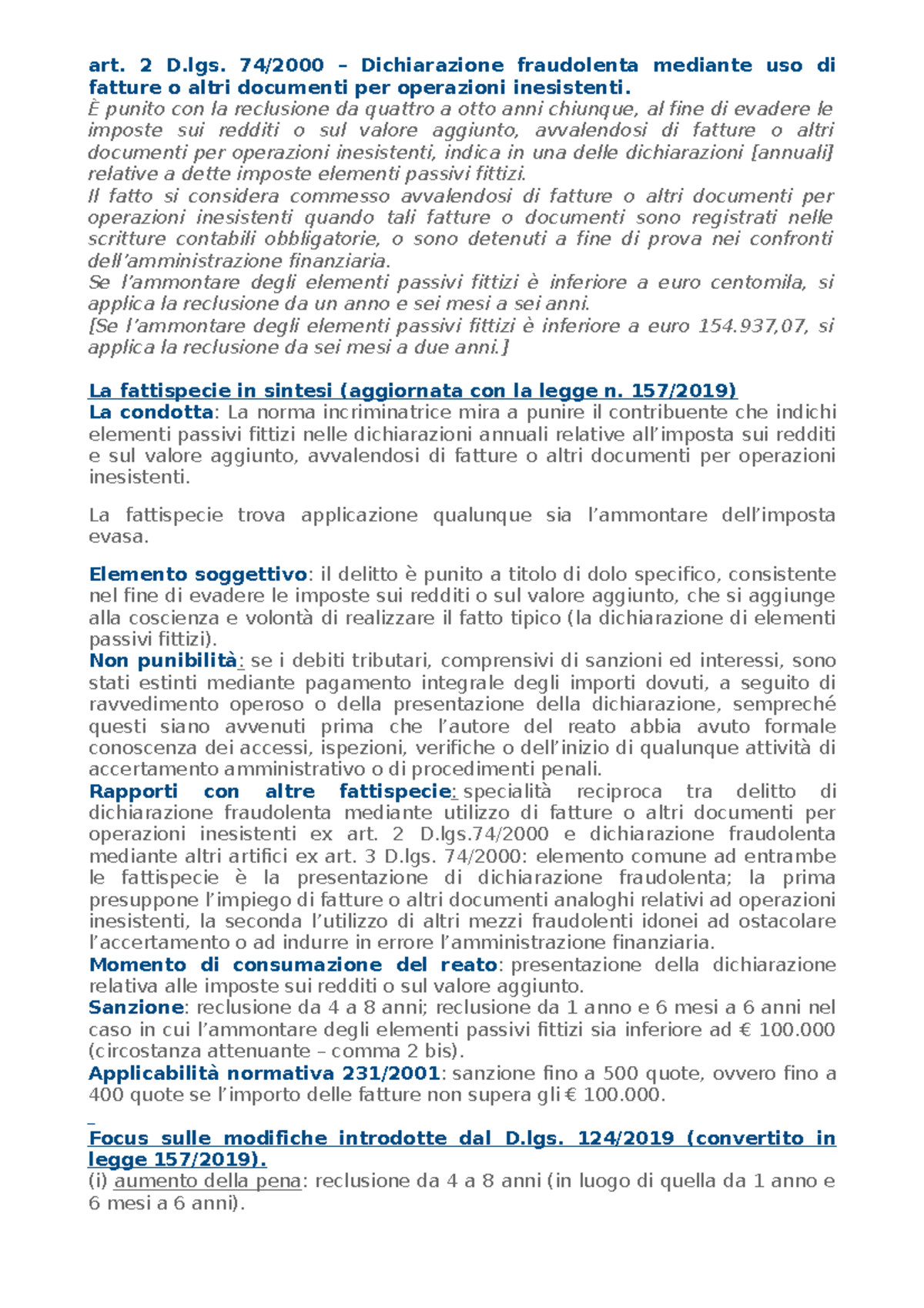 Normativa spiegata della 74-2000 - art. 2 D. 74/2000 – Dichiarazione ...