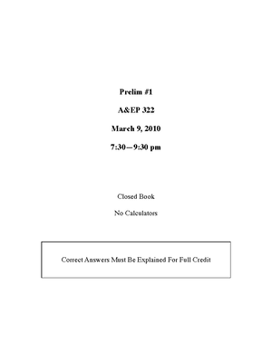 Practice Prelim 1 Answers - INTRODUCTORY ANIMAL PHYSIOLOGY BIOAP3110 ...