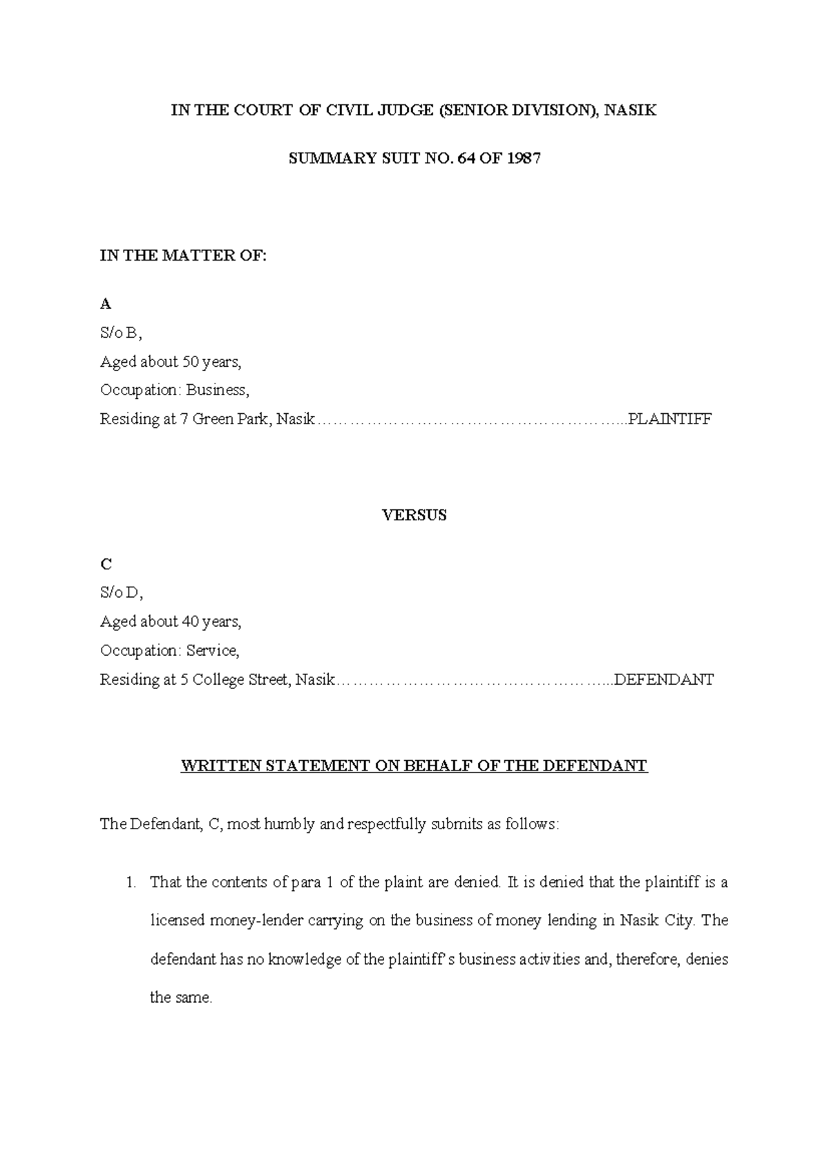 DPC Assignment 4- Punya Prashun Panda- 2182064 - IN THE COURT OF CIVIL ...