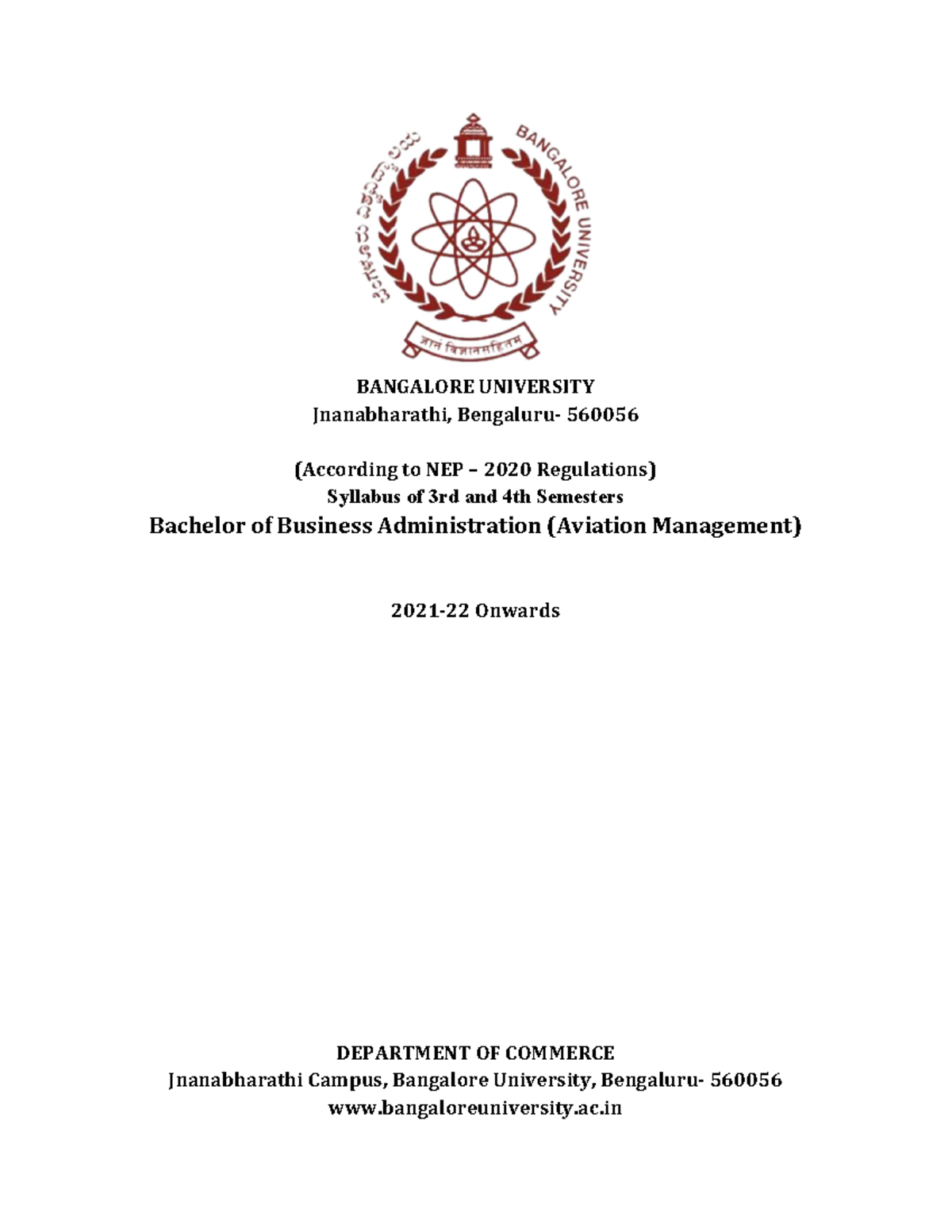 NEP-UG-Syllabus-BBA- Aviation- Management-3-4-sem-29092022 - BANGALORE ...