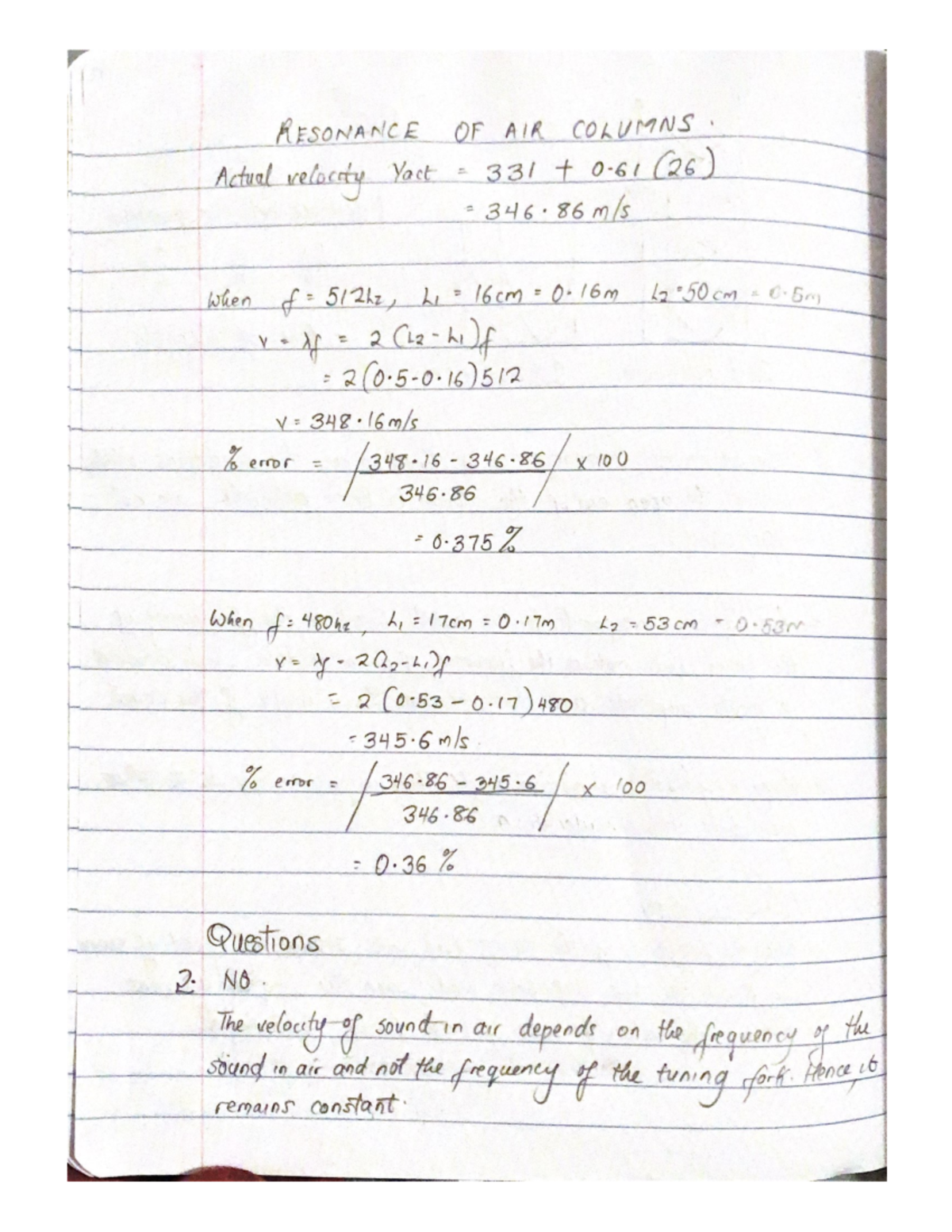 Resonance Of Air Columns - PHYS 001 - Studocu