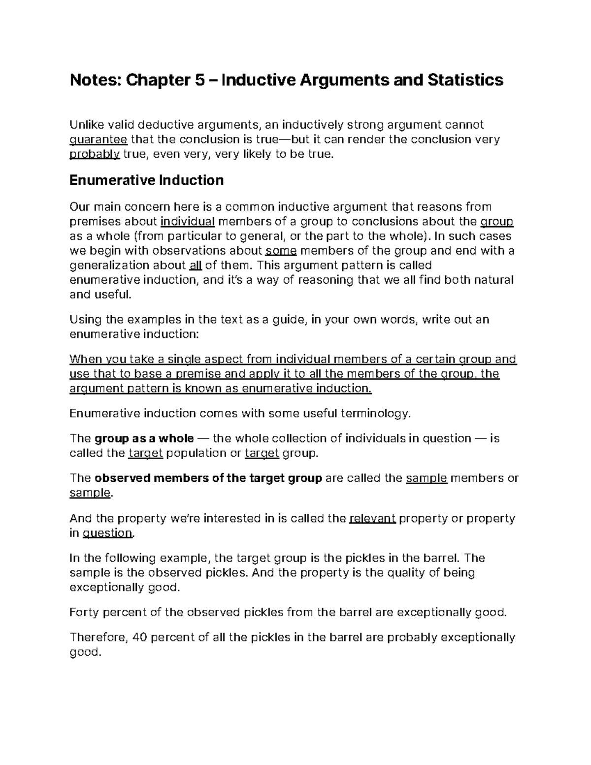 Guided Reading Notes Chapter 5 - Notes: Chapter 5 – Inductive Arguments ...