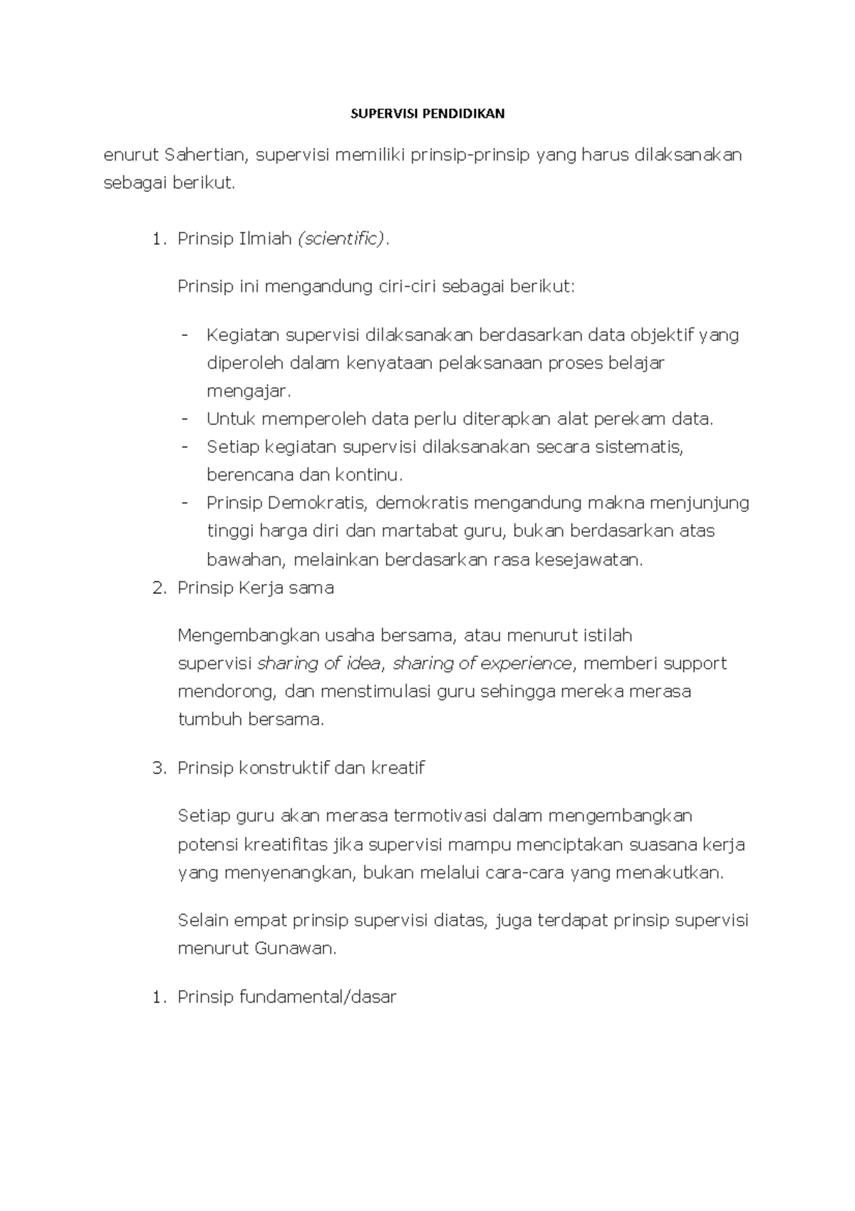 Supervisi Pendidikan - SUPERVISI PENDIDIKAN enurut Sahertian, supervisi ...