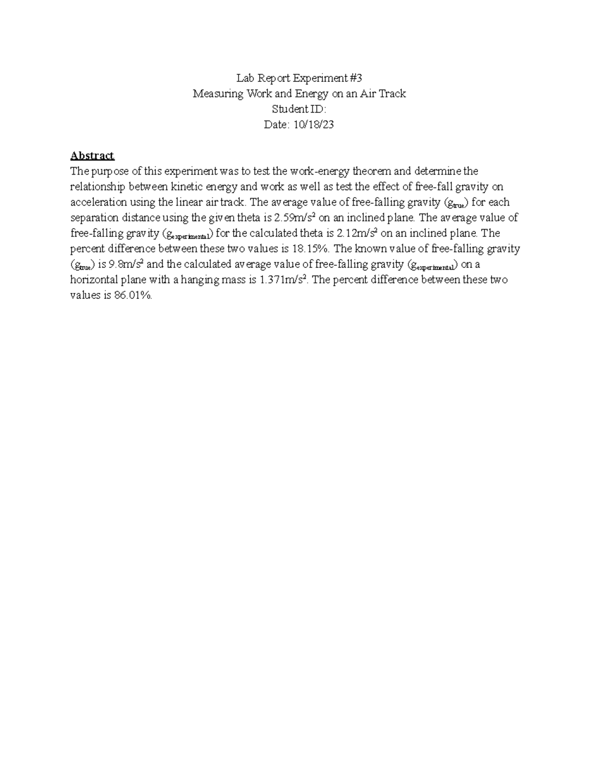 Lab Report Experiment #3 - Real - Lab Report Experiment # Measuring ...