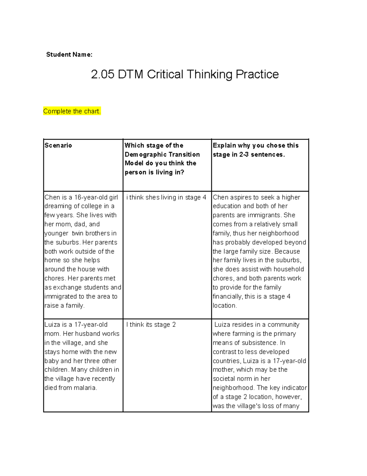 Copy of 2.05 Theories of Population Growth - Student Name: 2 DTM ...