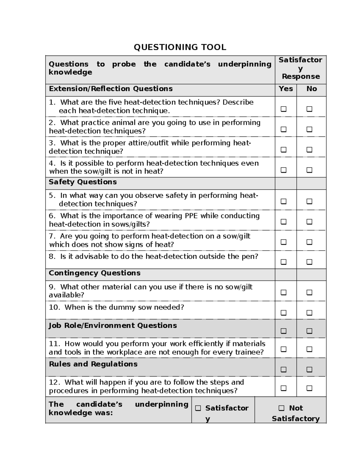8. Oral Questioning Tool Model Answers - QUESTIONING TOOL Questions to ...