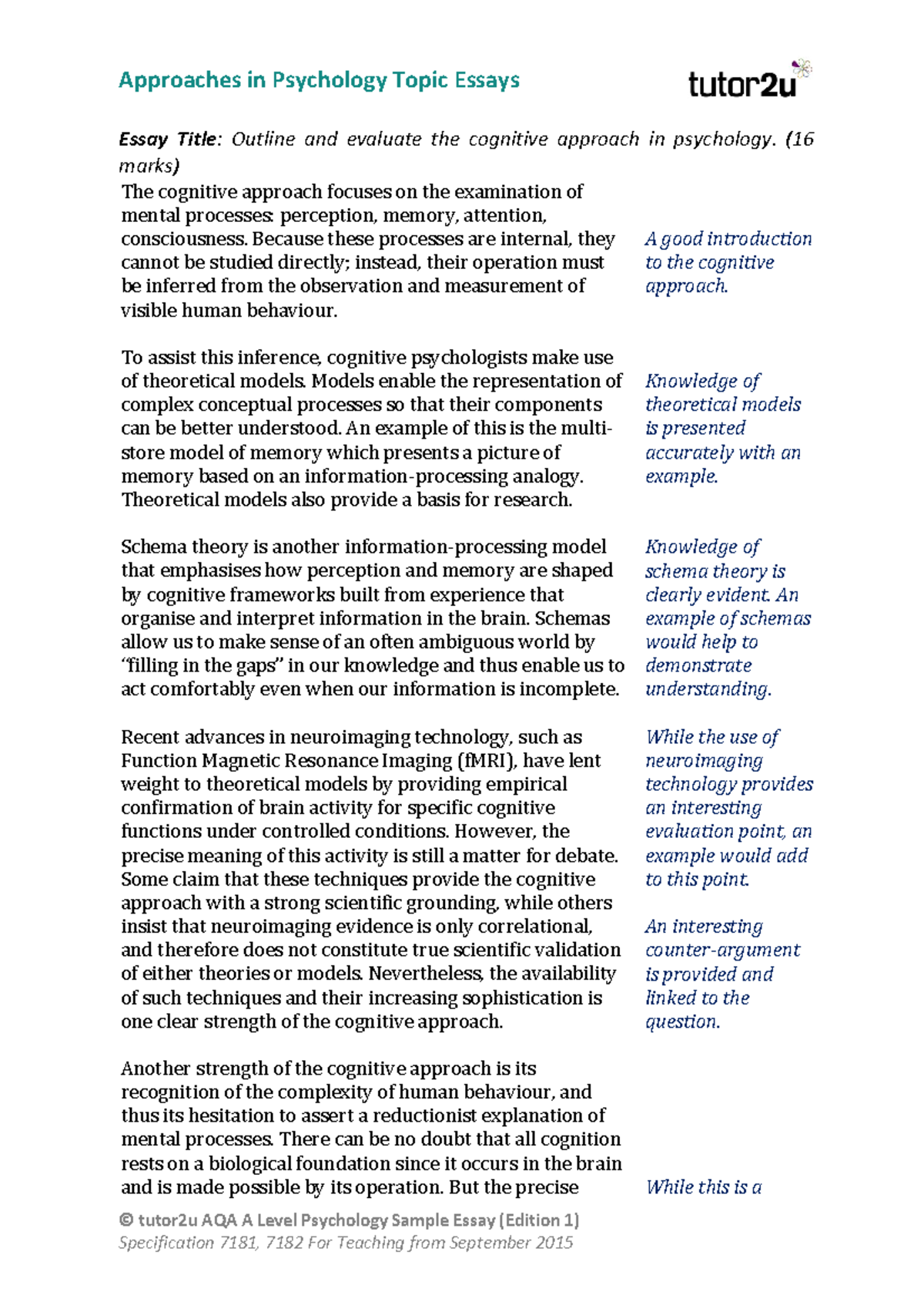 04.3 Essay Cognitive Approach V2 with Comments - Approaches in ...